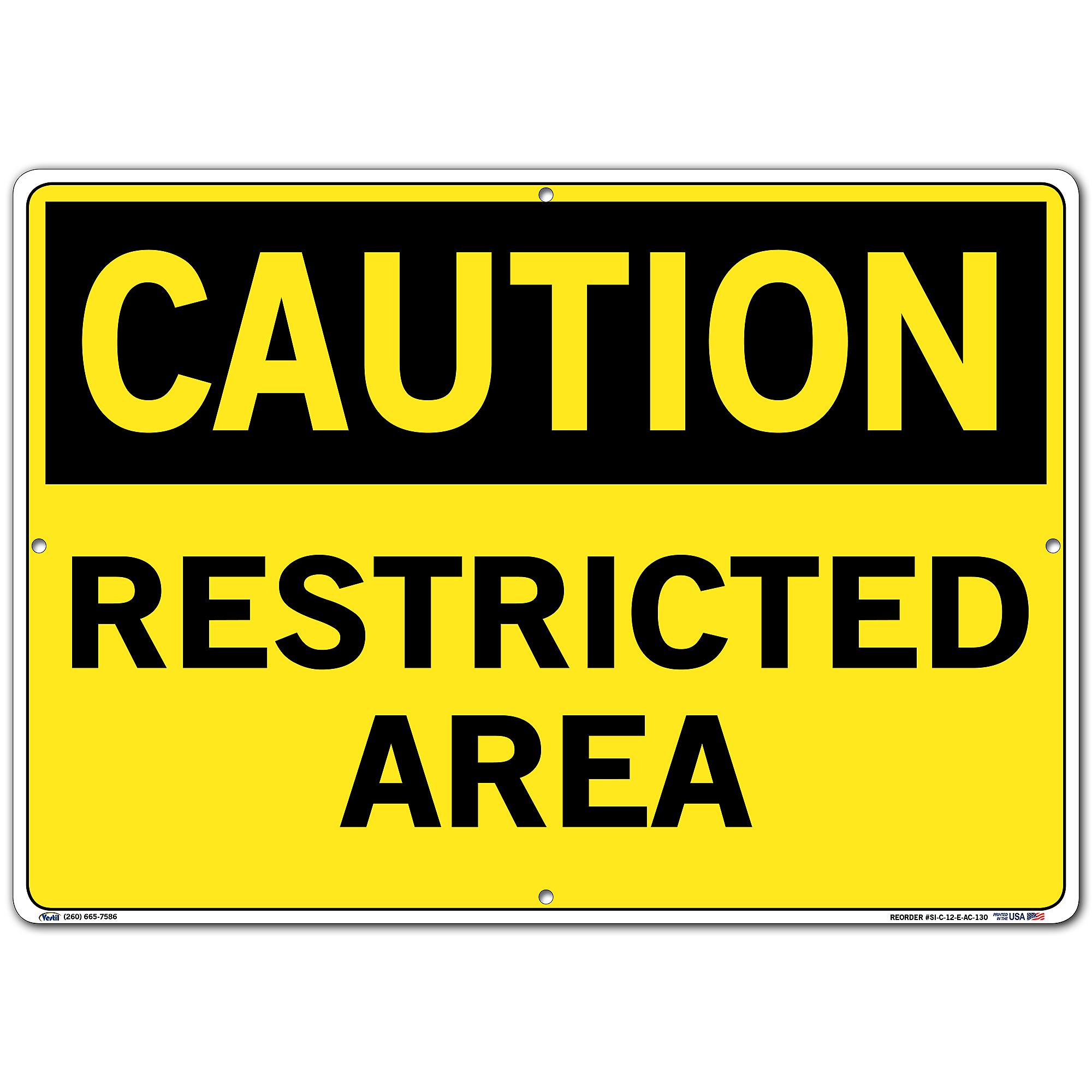 Vestil, Caution Sign, Sign Message RESTRICTED AREA, Height 14.5 in ...