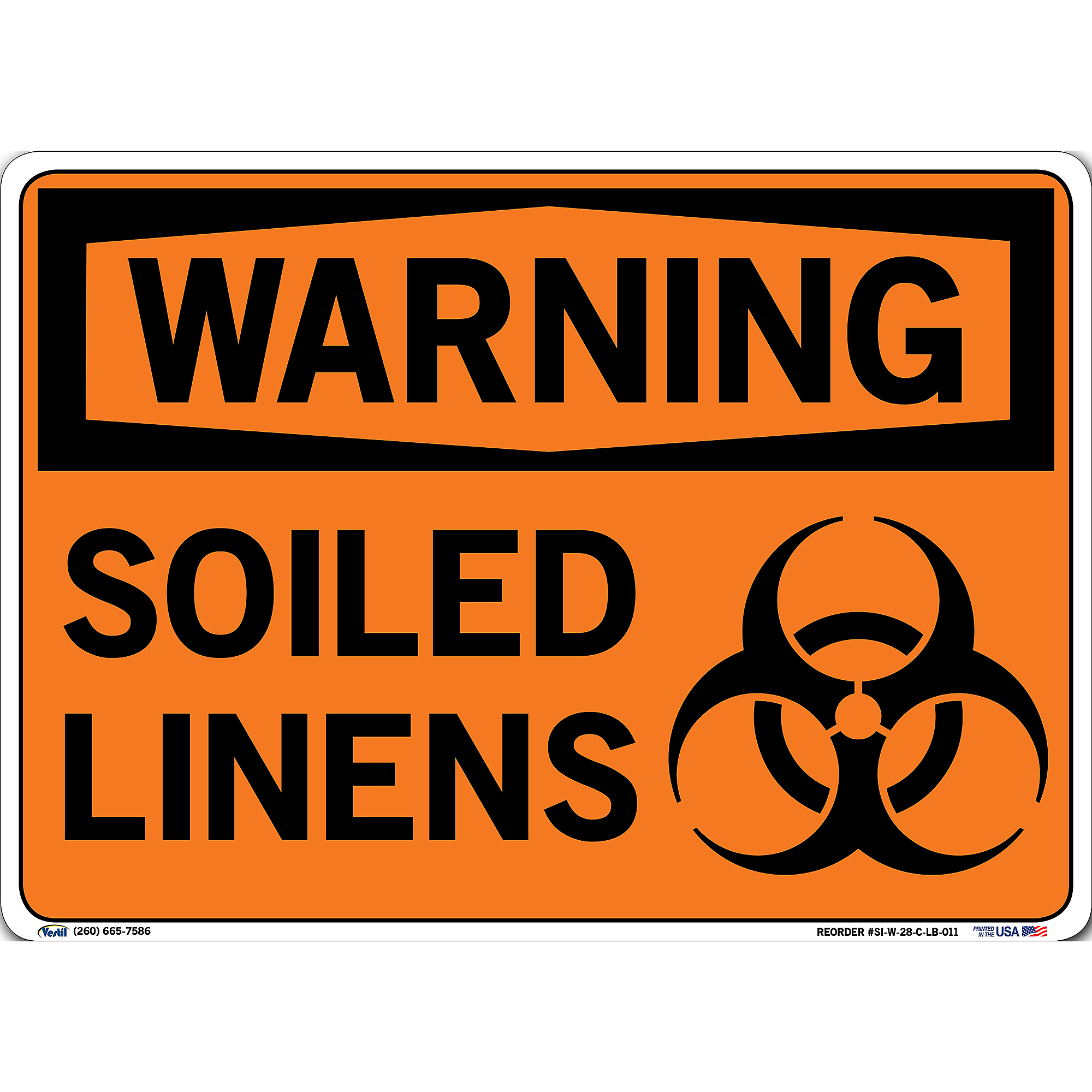 Vestil, Warning Sign Decal, Sign Message SOILED LINENS, Height 10.5 in ...