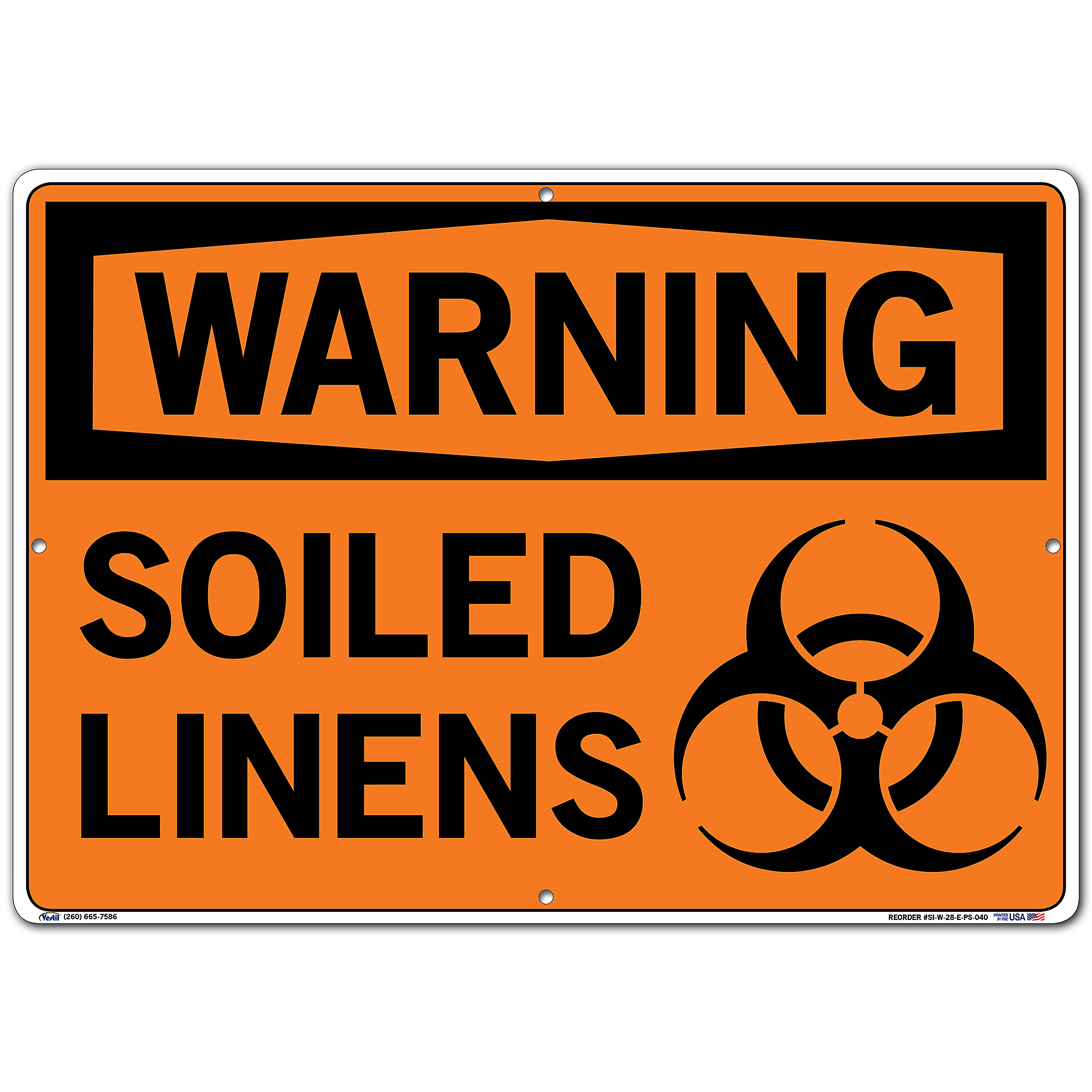 Vestil, Warning Sign, Sign Message SOILED LINENS, Height 14.5 in, Width ...