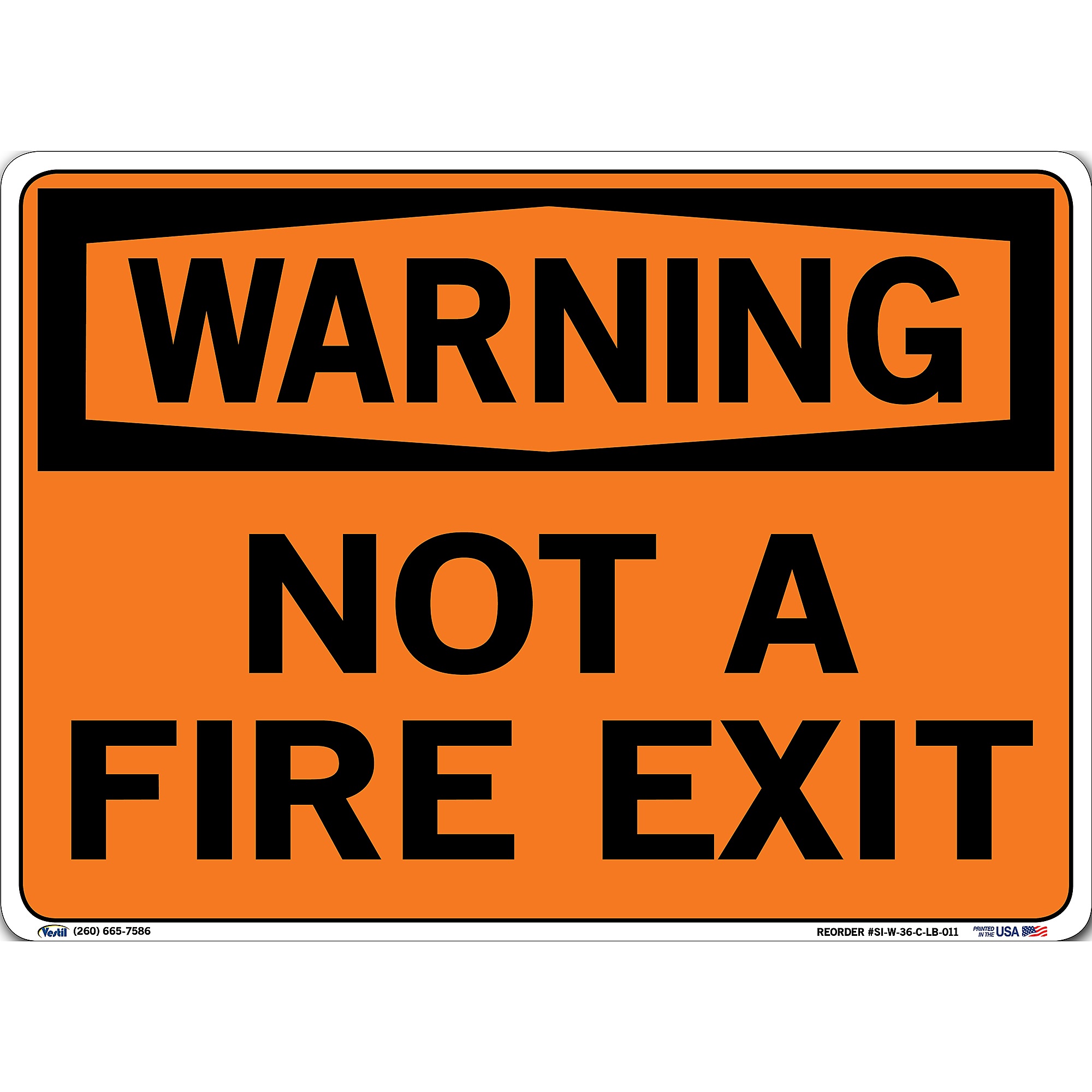 Vestil, Warning Sign Decal, Sign Message NOT A FIRE EXIT, Height 10.5 ...