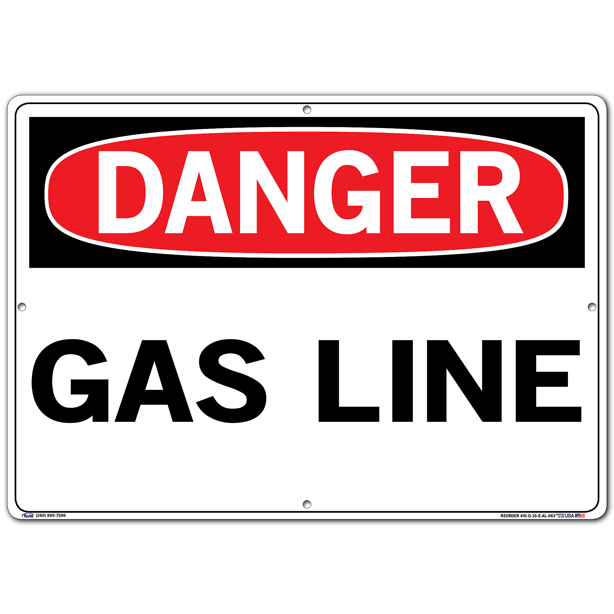 Vestil, Danger Sign, Sign Message GAS LINE, Height 14.5 in, Width 20.5 ...