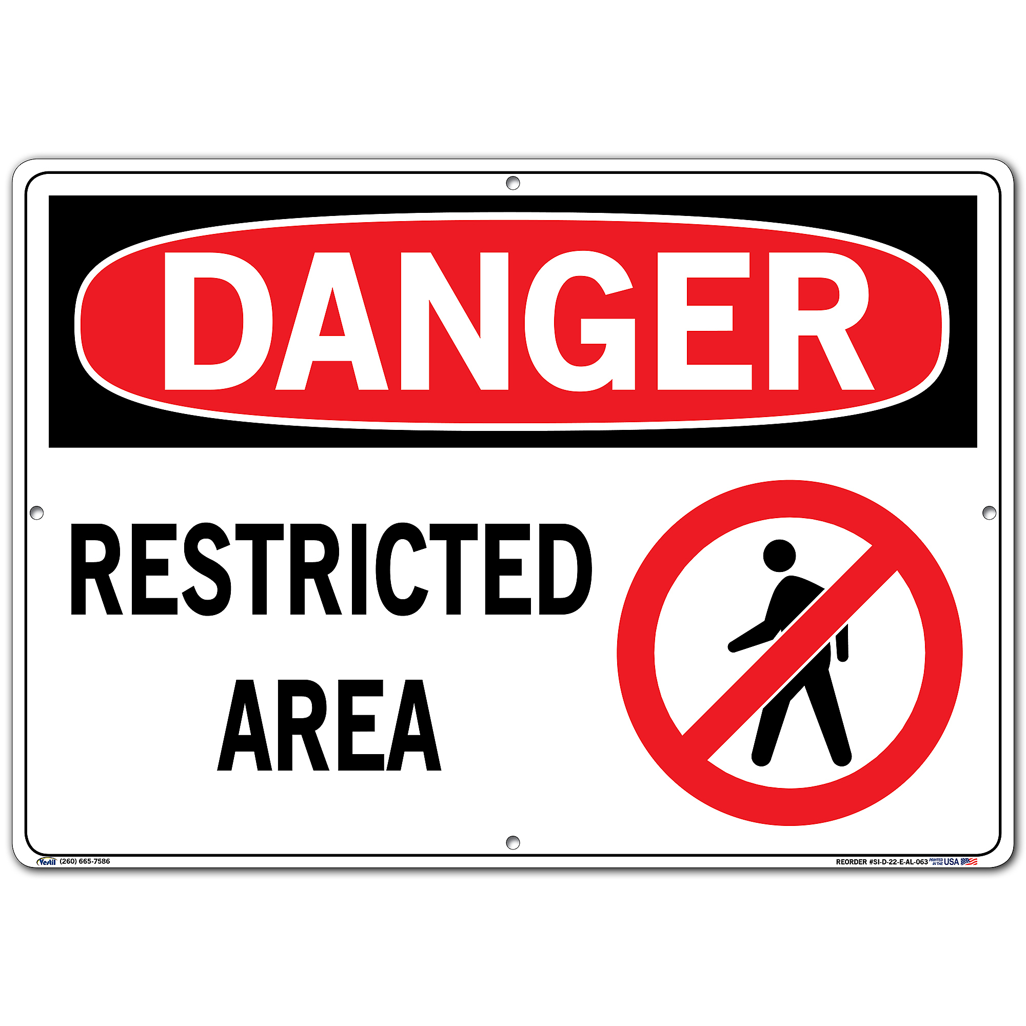 Vestil, Danger Sign, Sign Message RESTRICTED AREA, Height 14.5 in ...