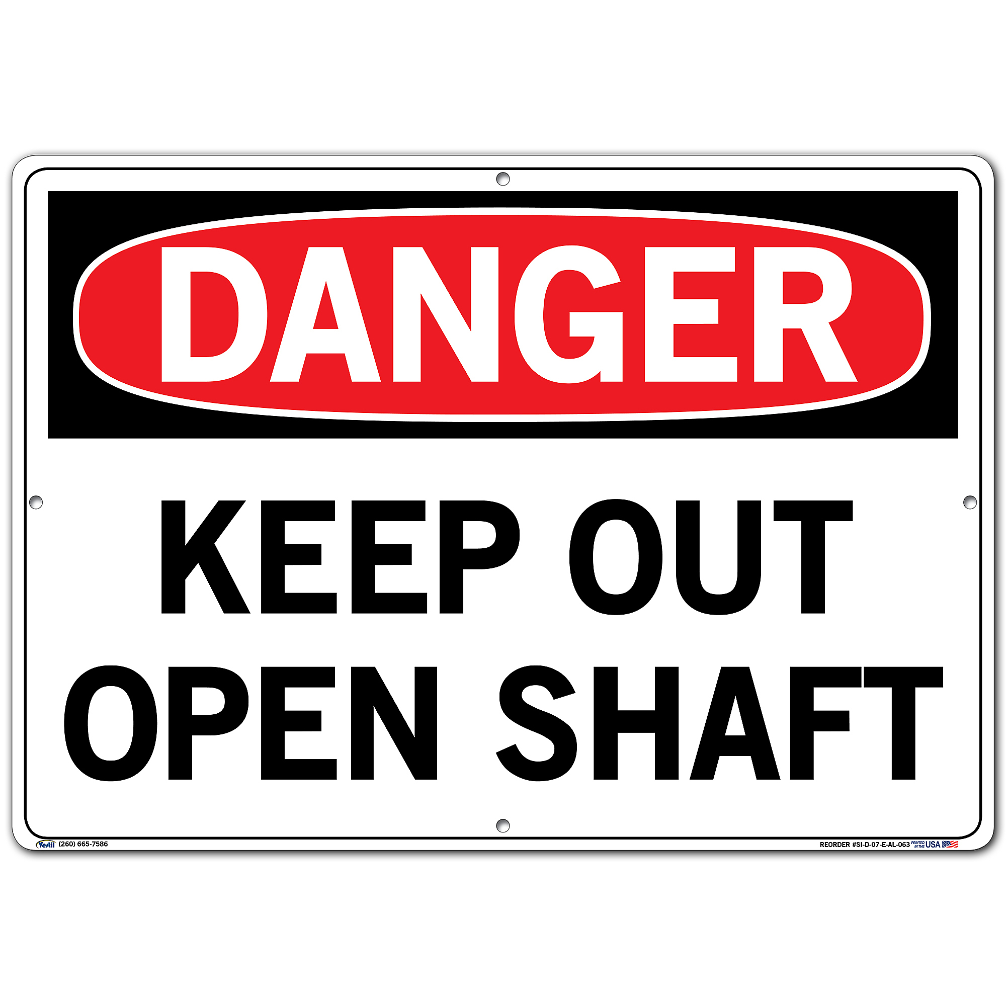 Vestil, Danger Sign, Sign Message KEEP OUT OPEN SHAFT, Height 14.5 in ...
