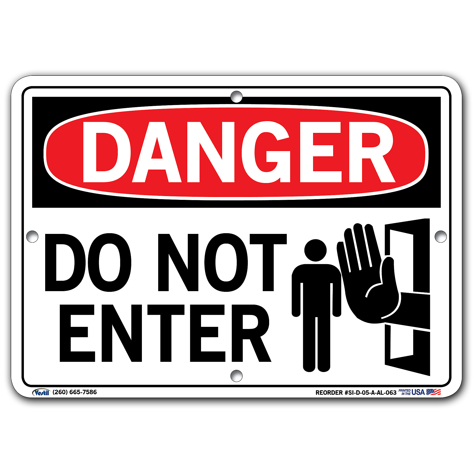 Vestil, Danger Sign, Sign Message DO NOT ENTER, Height 7.5 in, Width 10 ...