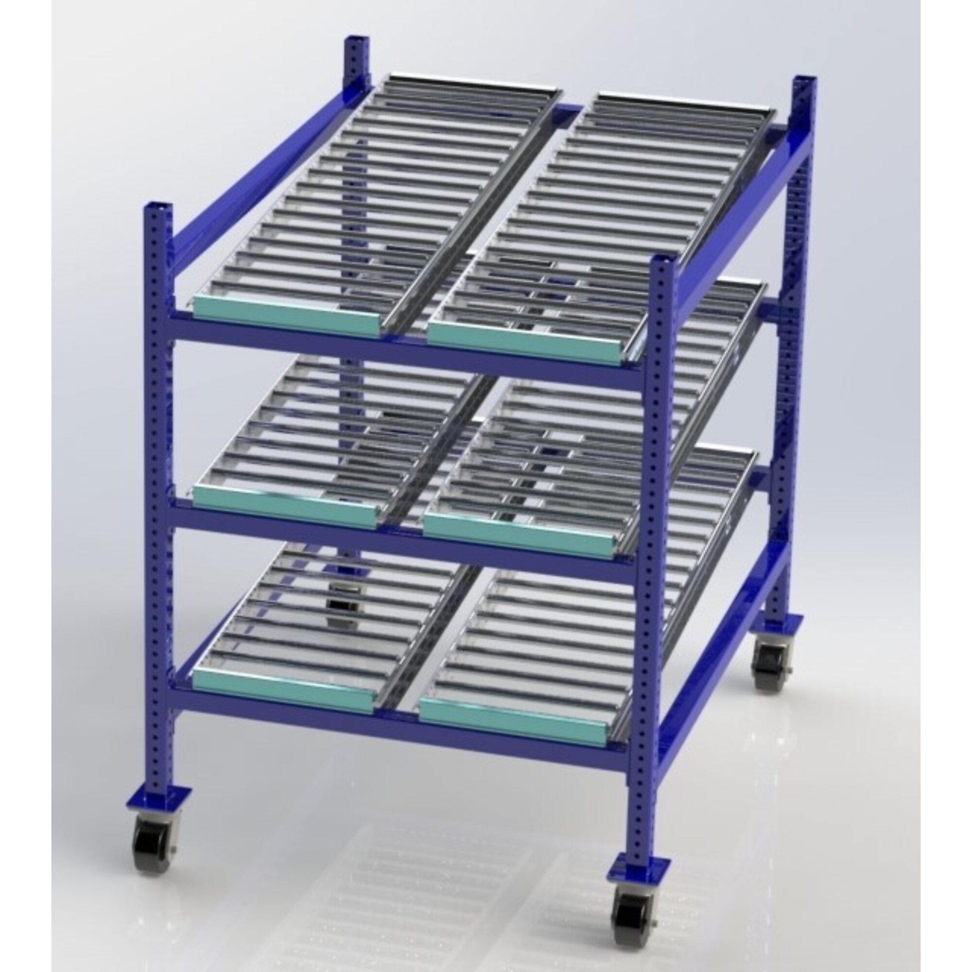 Unex Mobile Wheeled Gravity Flow Rack, 60in. x 36in. x 48in., Model ...