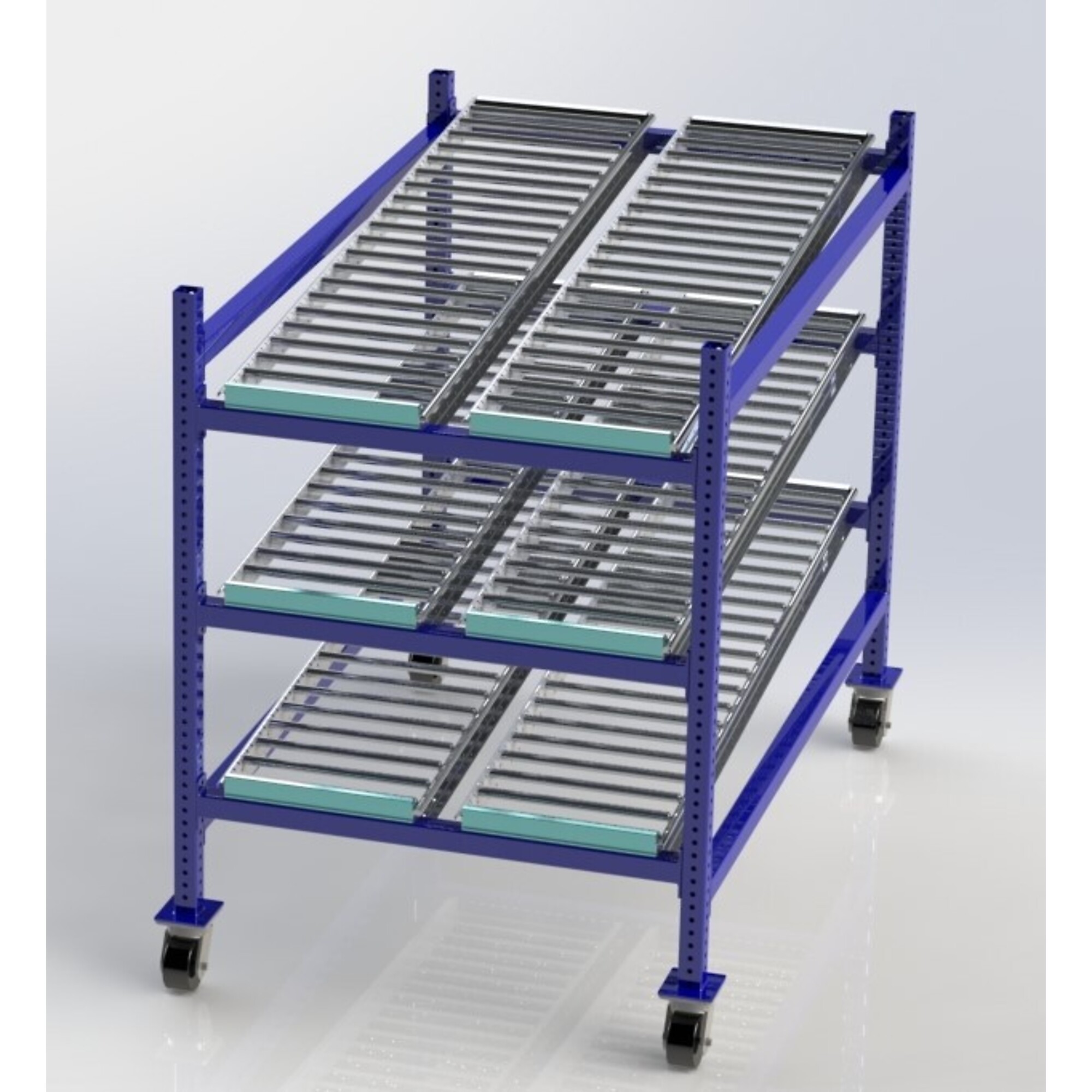 Unex Mobile Wheeled Gravity Flow Rack, 60 in. x 36 in. x 60in., Model ...