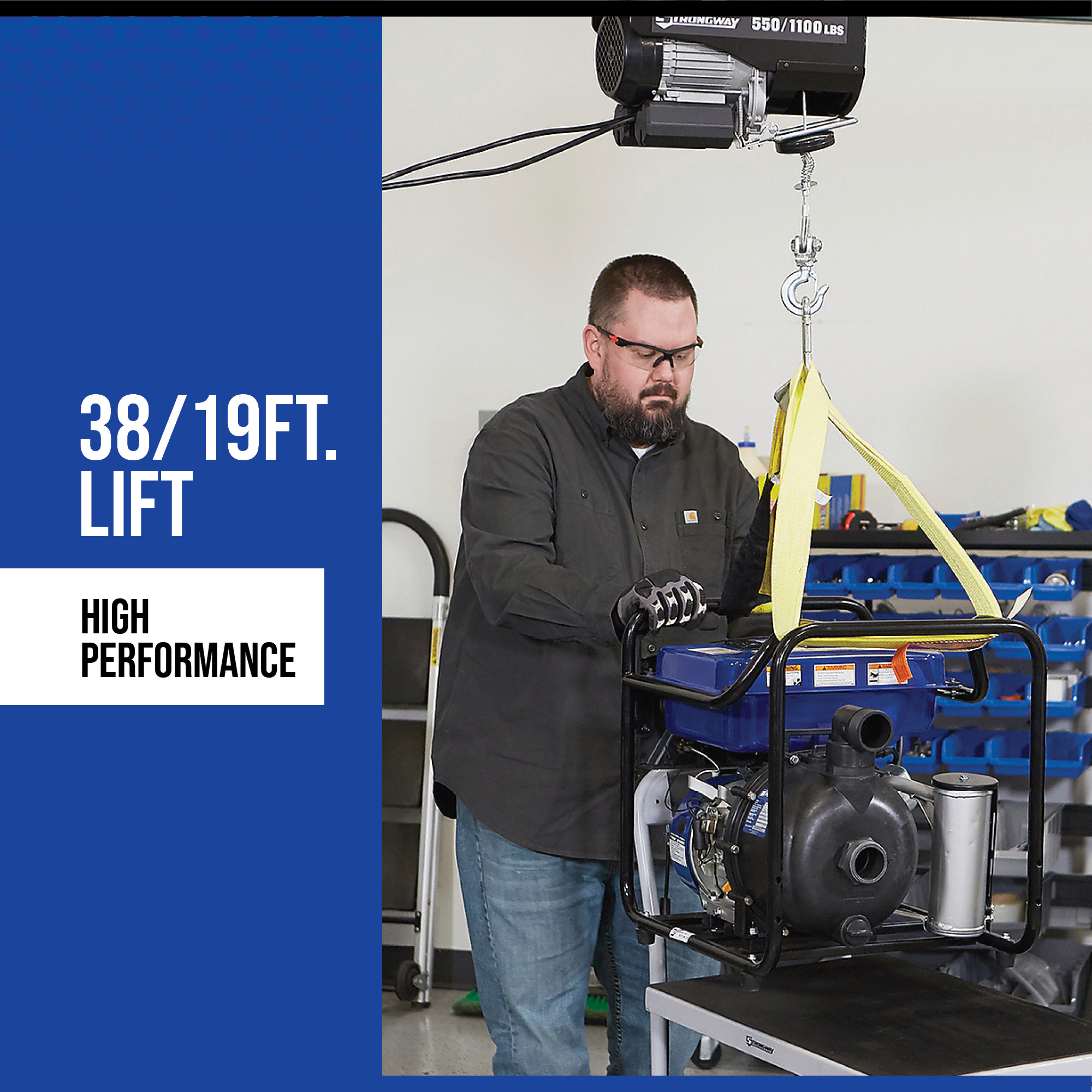 Strongway Electric Cable Hoist, 550-Lb. Single Line Capacity/1100-Lb ...