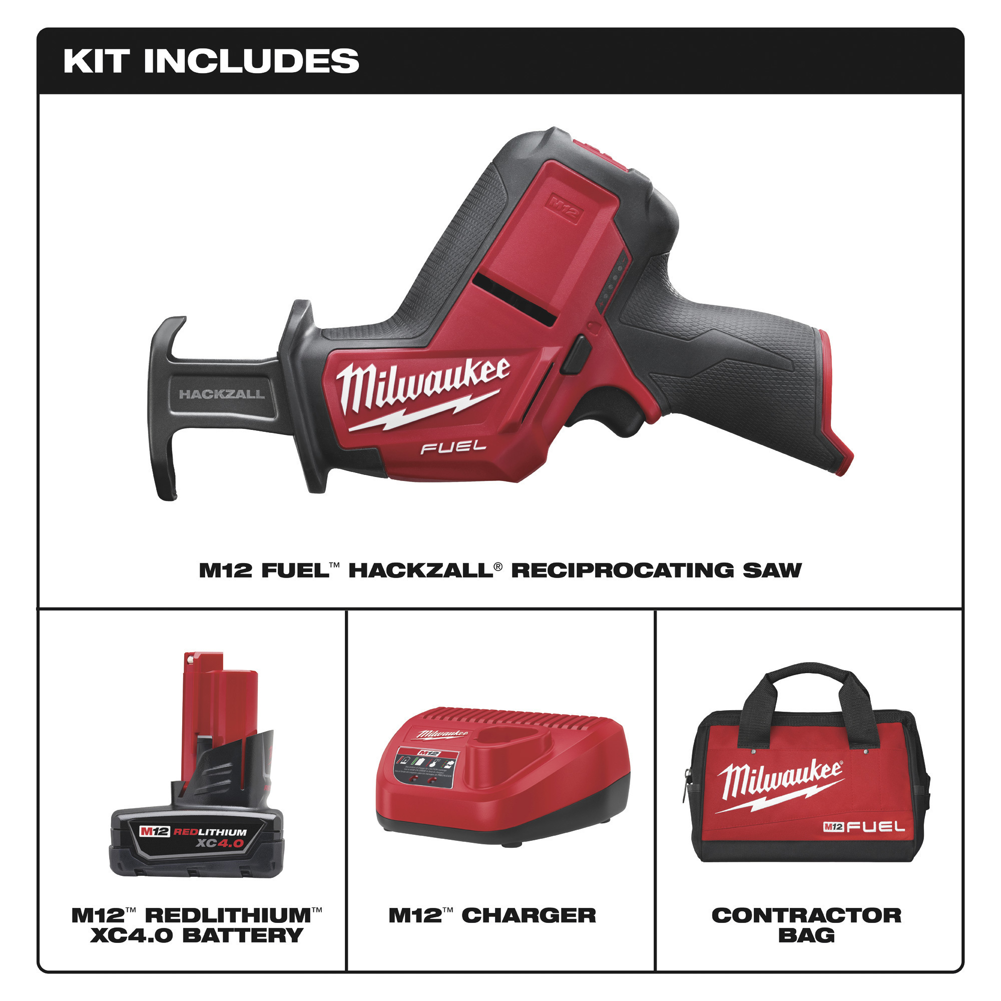 Milwaukee M12 FUEL Hackzall Reciprocating Saw Kit, 12 Volt, Model# 2520 ...
