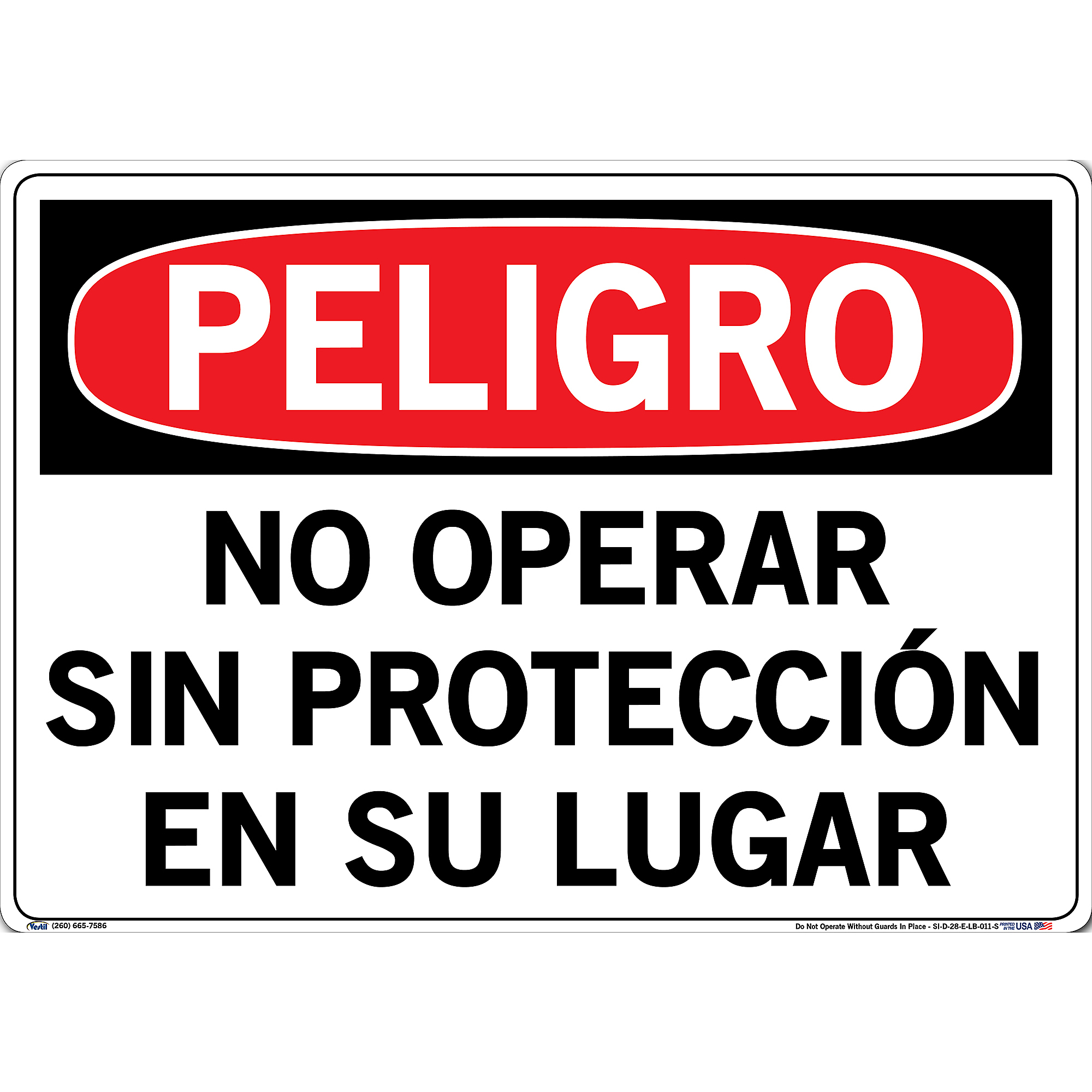 Vestil, Danger Sign (Spanish/Espanol) - Label/Decal, Sign Message NO ...
