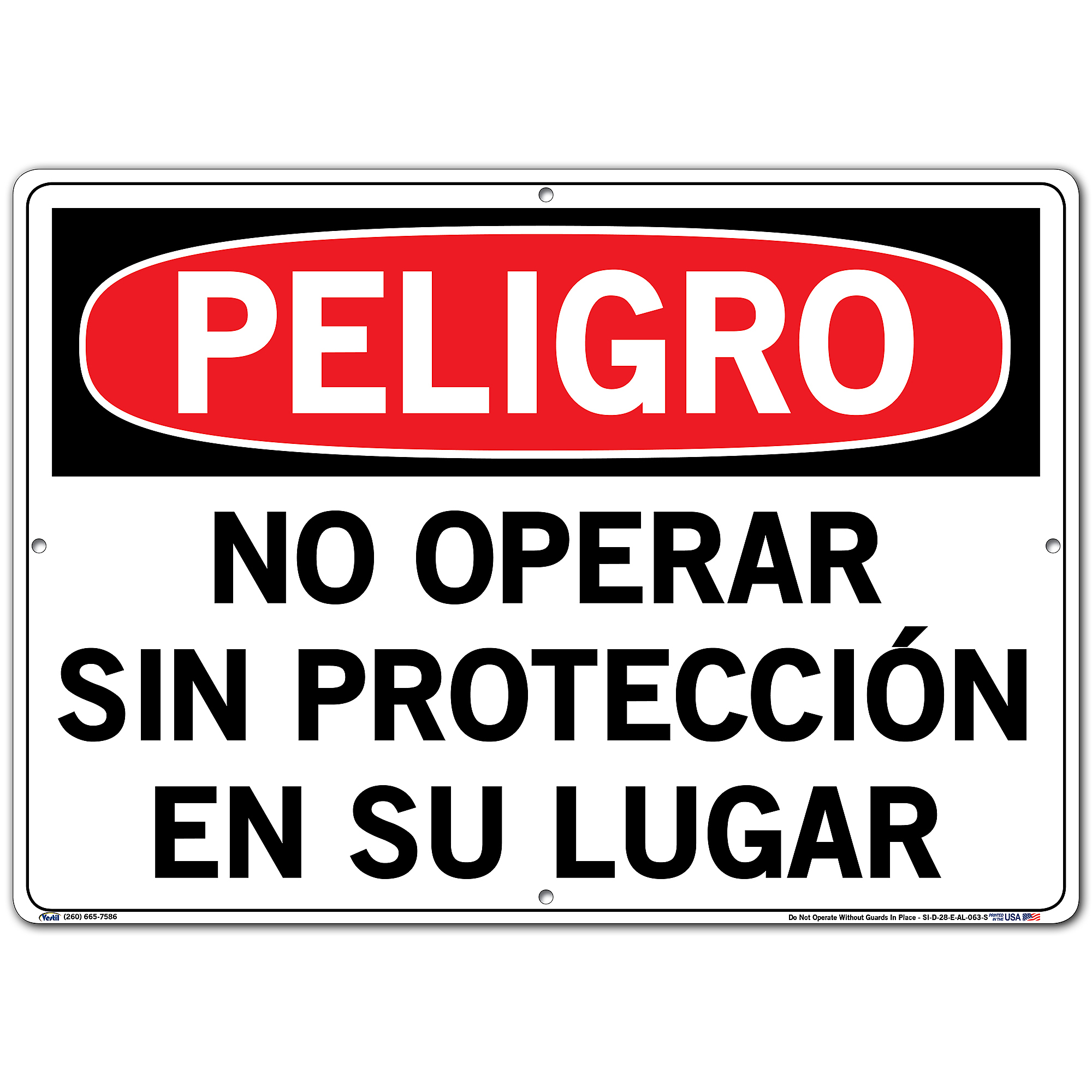 Vestil, Danger Sign (Spanish/Espanol) - Aluminum, Sign Message NO ...