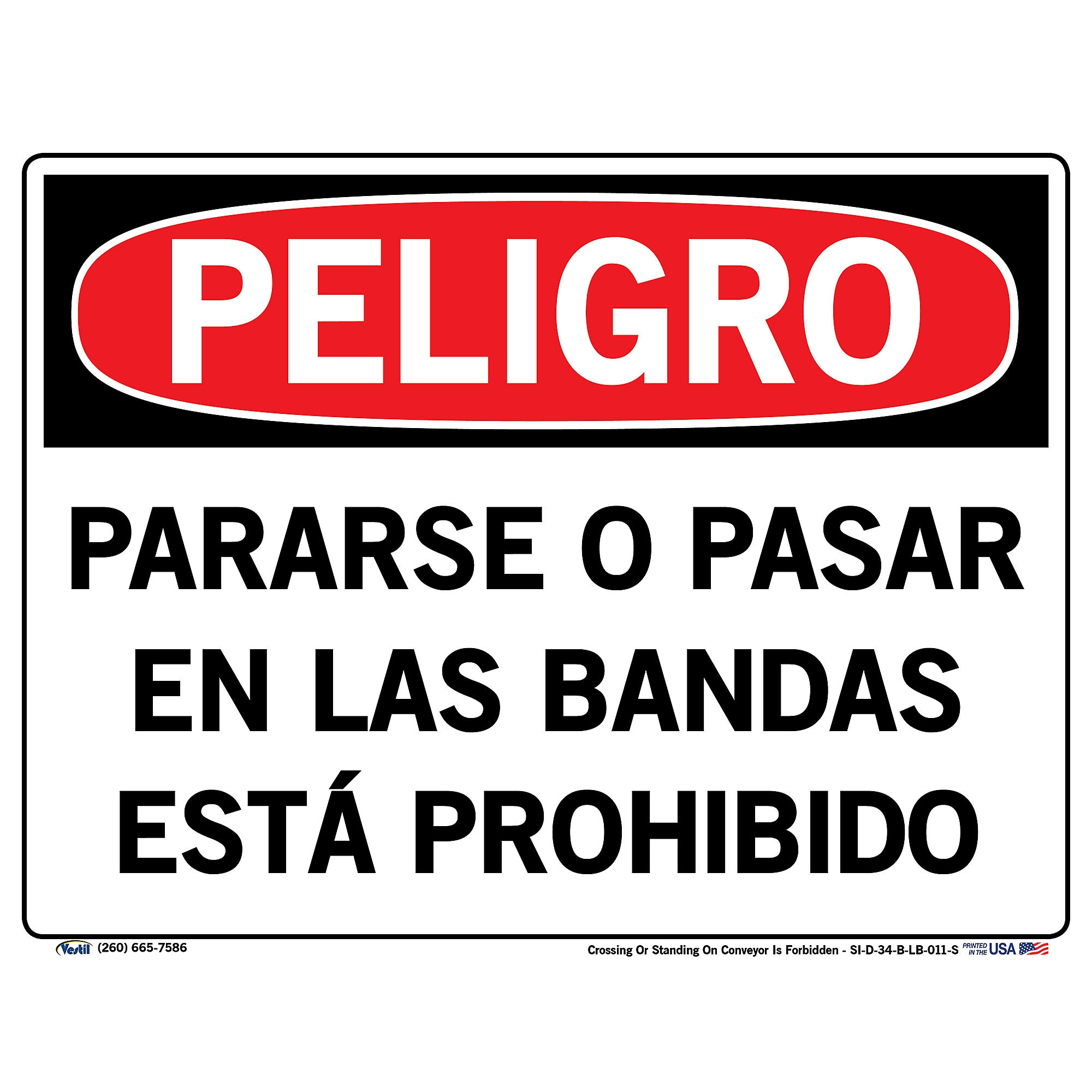 Vestil, Danger Sign (Spanish/Espanol) - Label/Decal, Sign Message ...
