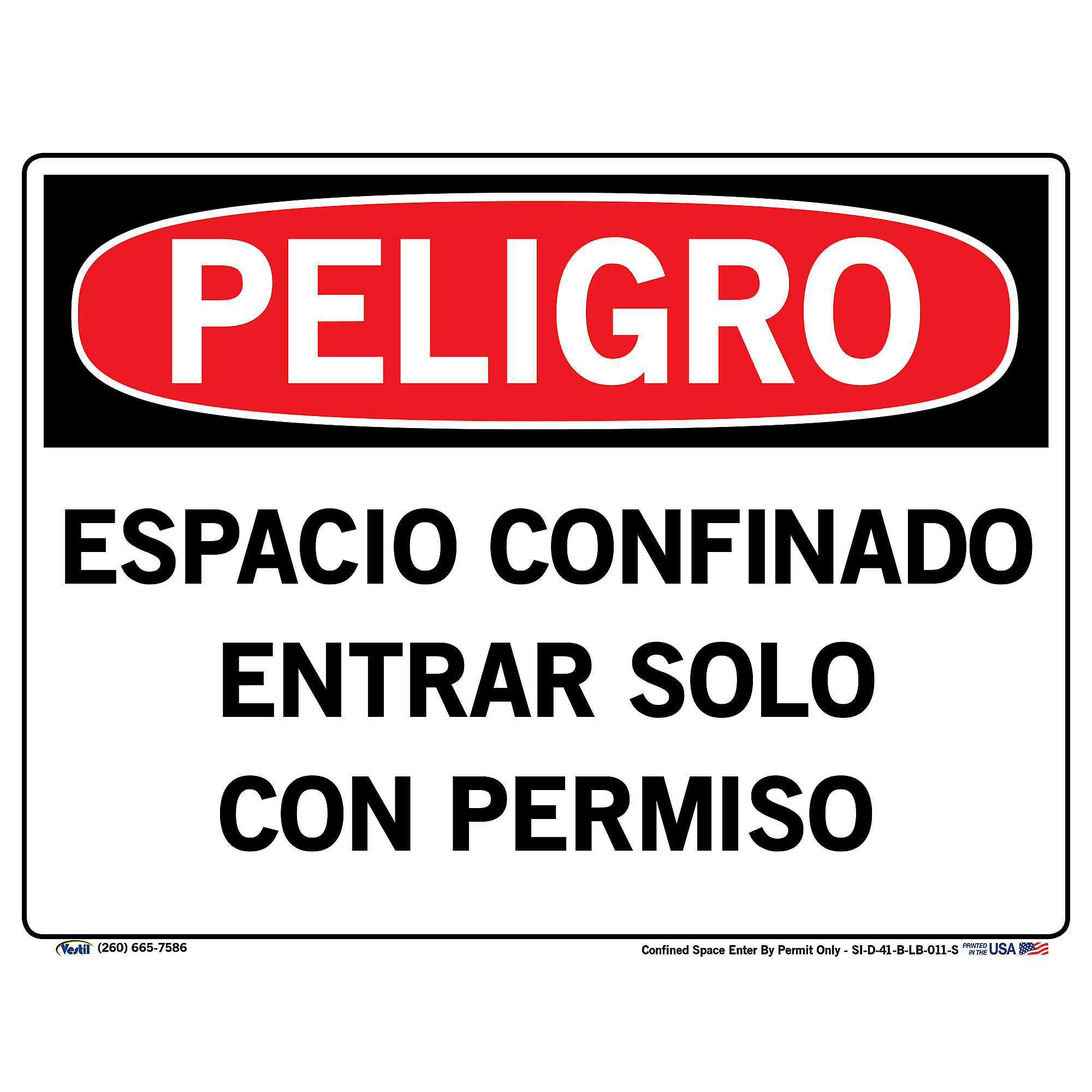 Vestil, Danger Sign (Spanish/Espanol) - Label/Decal, Sign Message ...
