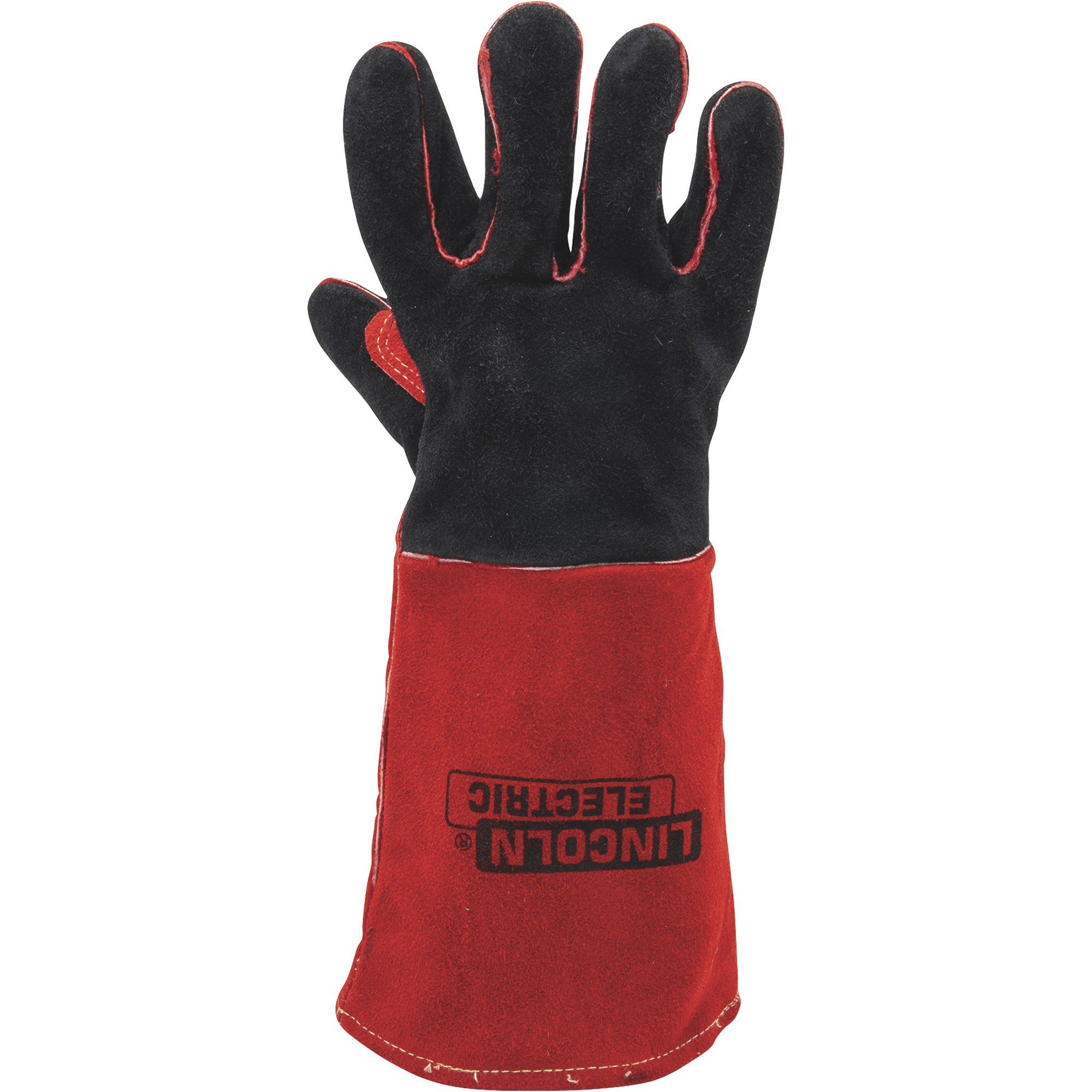 Lincoln Electric Industrial Welding Gloves — Leather, Red and Black ...