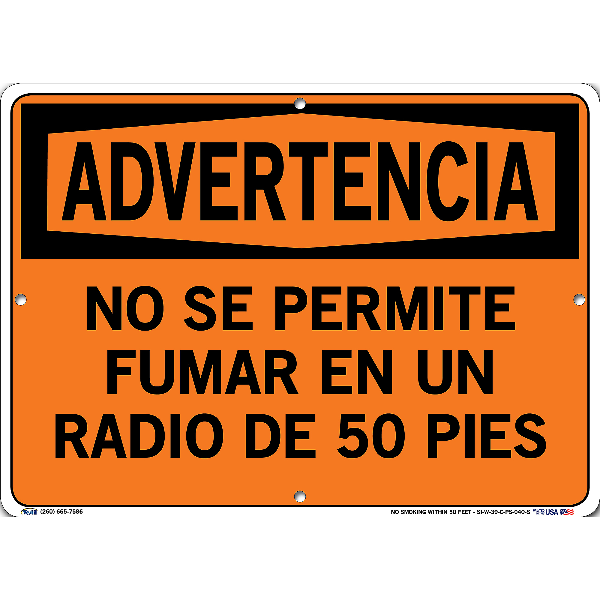Vestil, Warning Sign (Spanish/Espanol) - Polystyrene, Sign Message NO ...