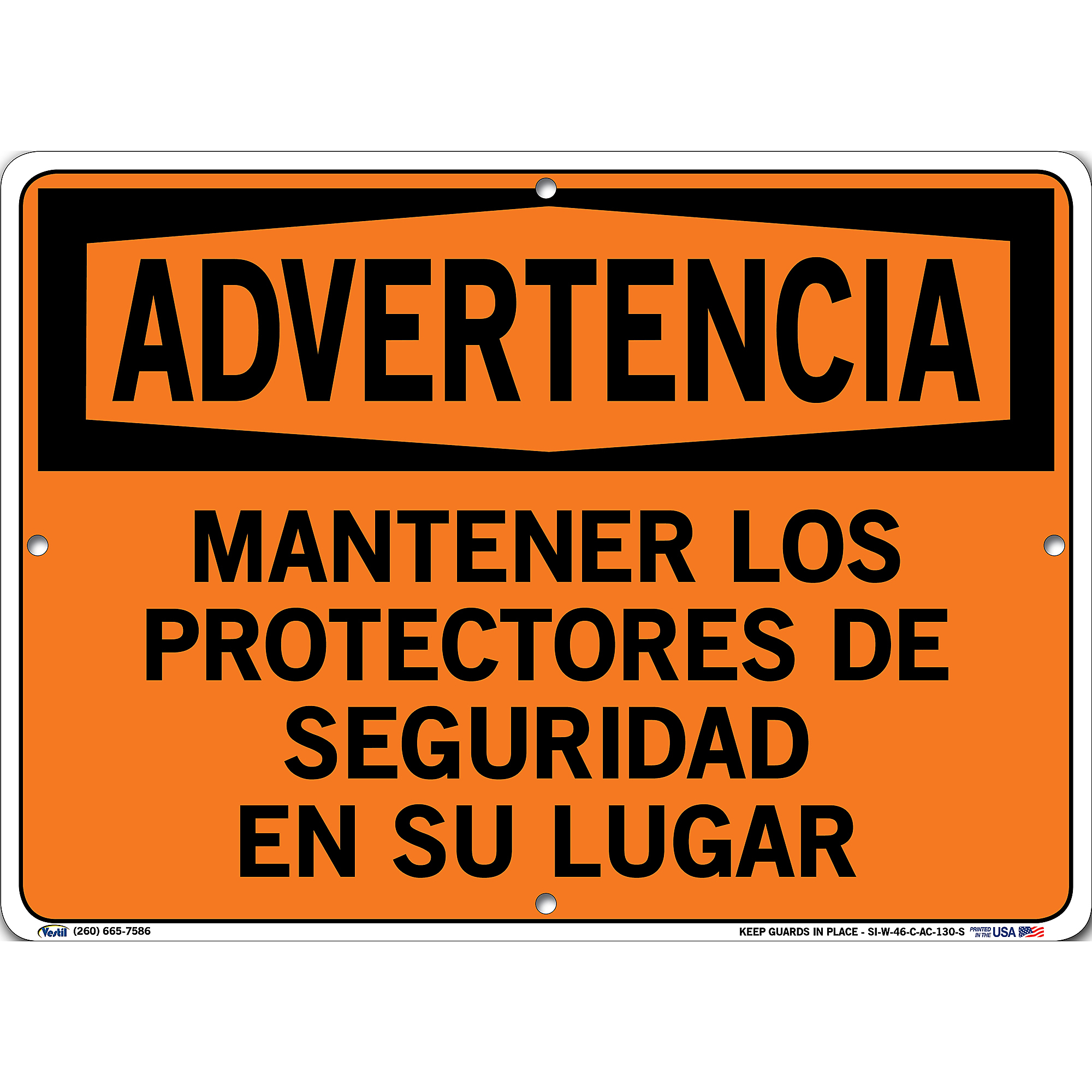 Vestil, Warning Sign (Spanish/Espanol) - Aluminum Composite, Sign ...