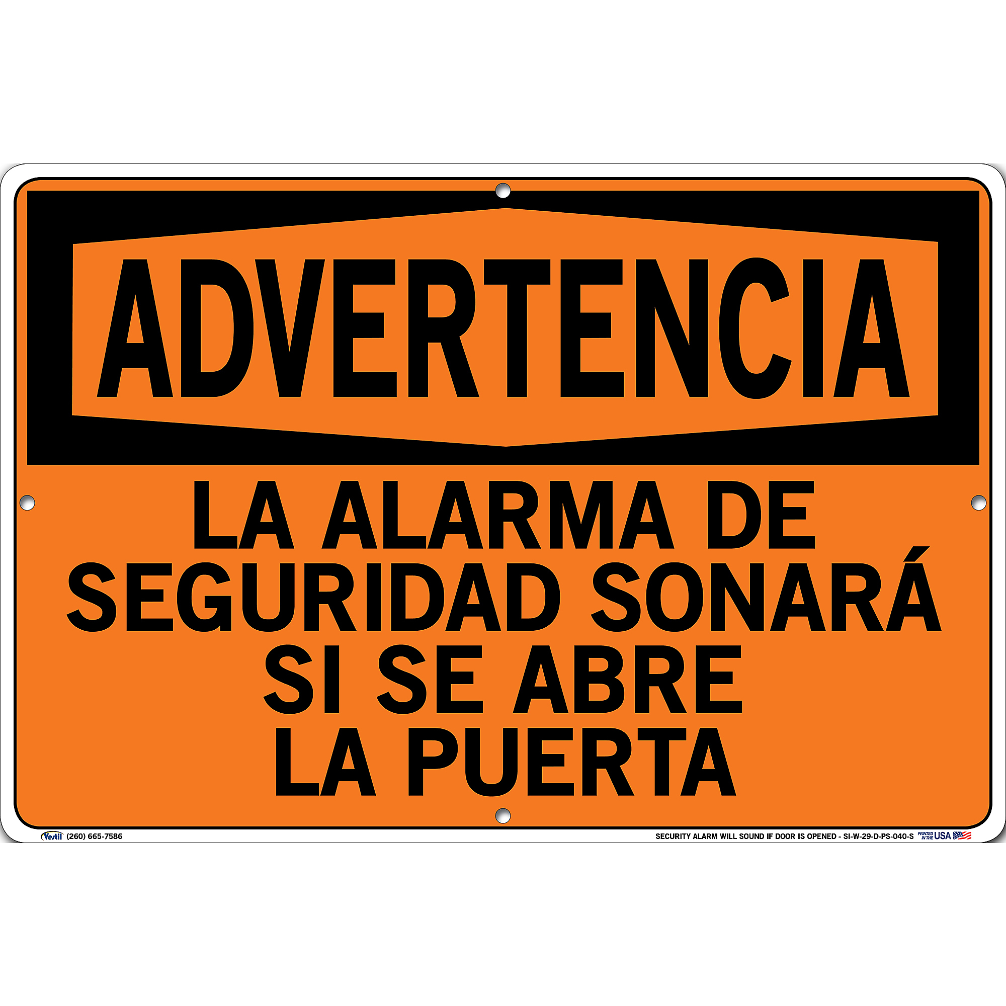 Vestil, Warning Sign (Spanish/Espanol) - Polystyrene, Sign Message LA ...