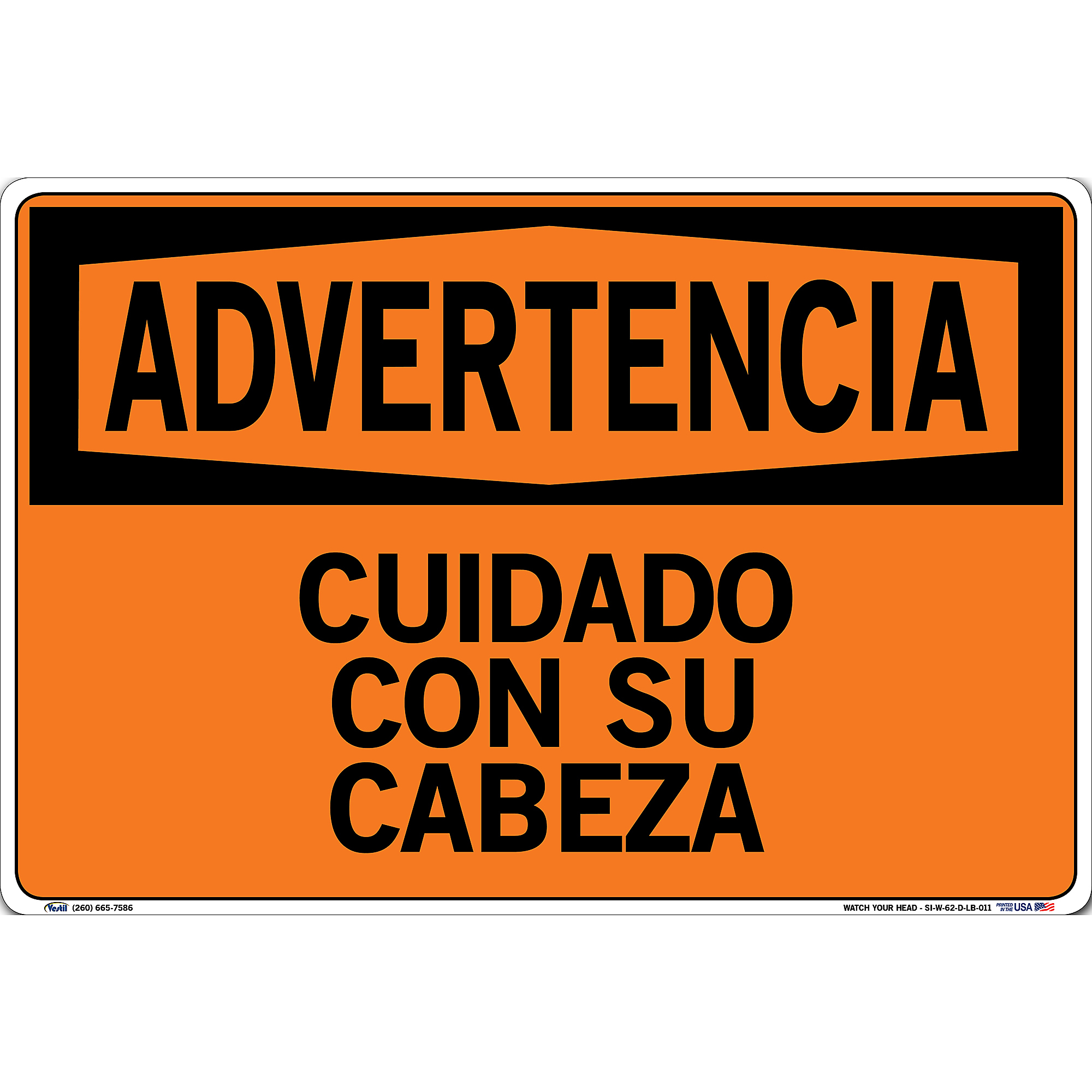 Vestil, Warning Sign (Spanish/Espanol) - Label/Decal, Sign Message ...