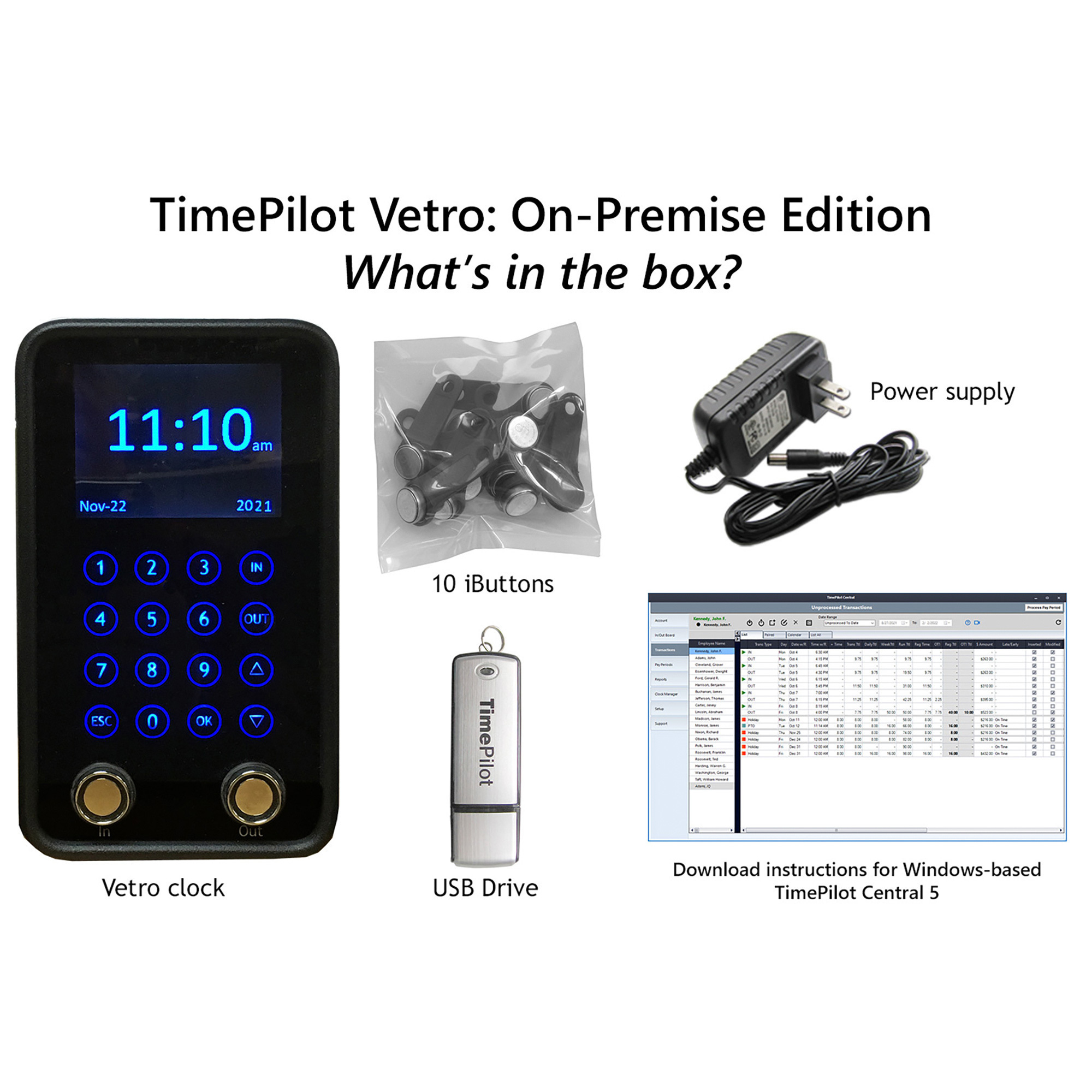 TimePilot Extreme Blue Enhanced Portable Time Clock - On-Premise ...