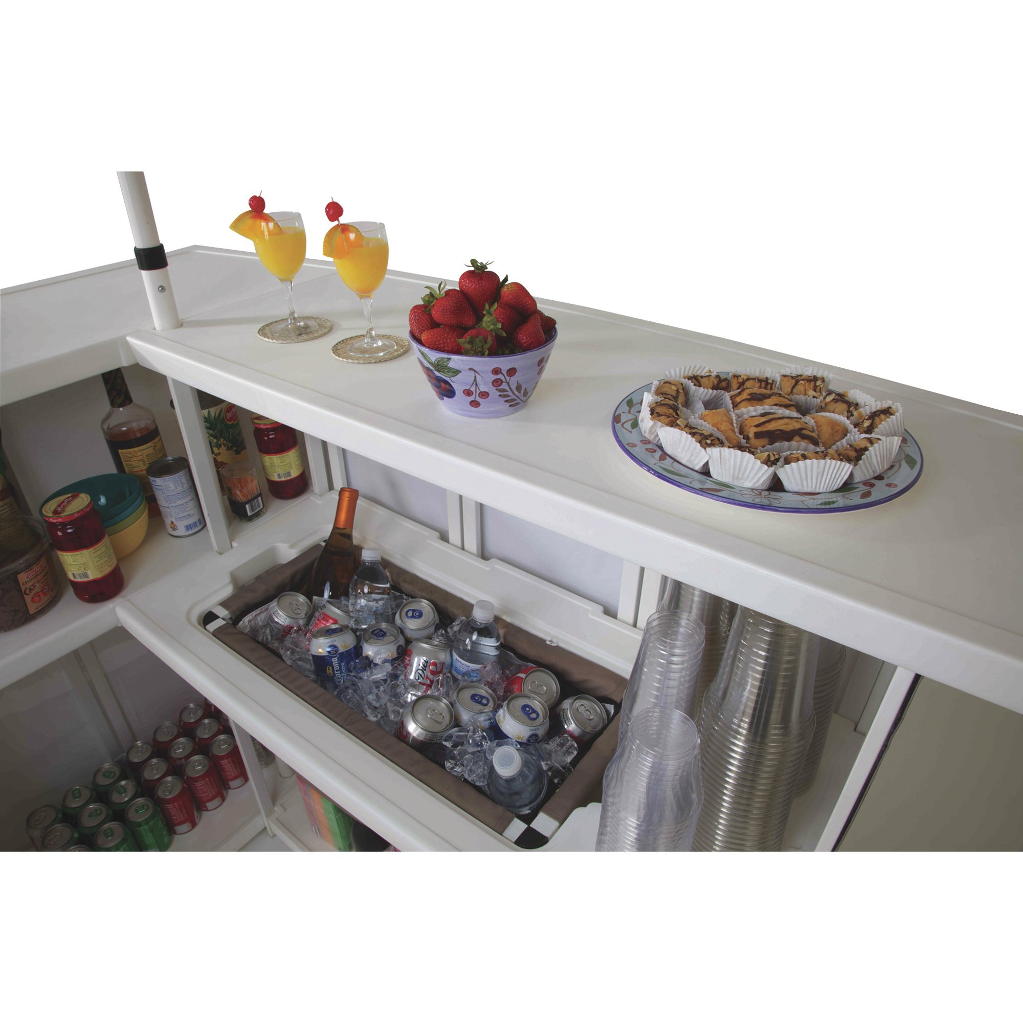 Best of Times Classic Deluxe Portable Bar Set— Blue, Umbrella and 4 ...