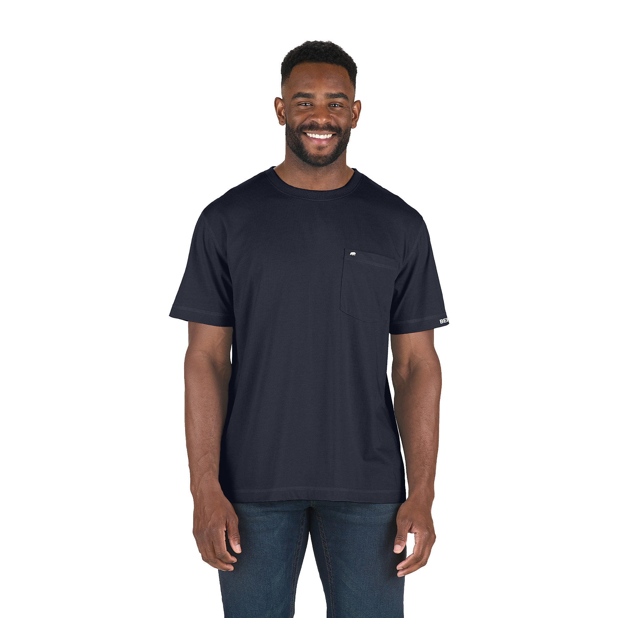 Berne Apparel, Lightweight Performance Tee-Style, Size XLT, Color Navy ...