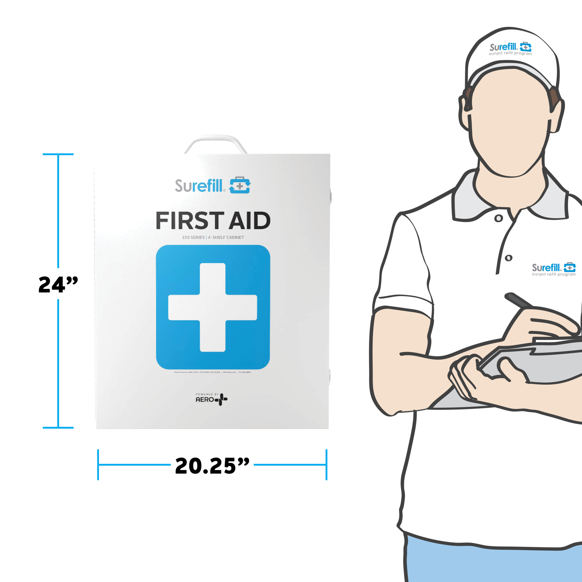 Aero Healthcare, Series 150 First Aid Cabinet, 4-Shelf Metal Cabinet ...