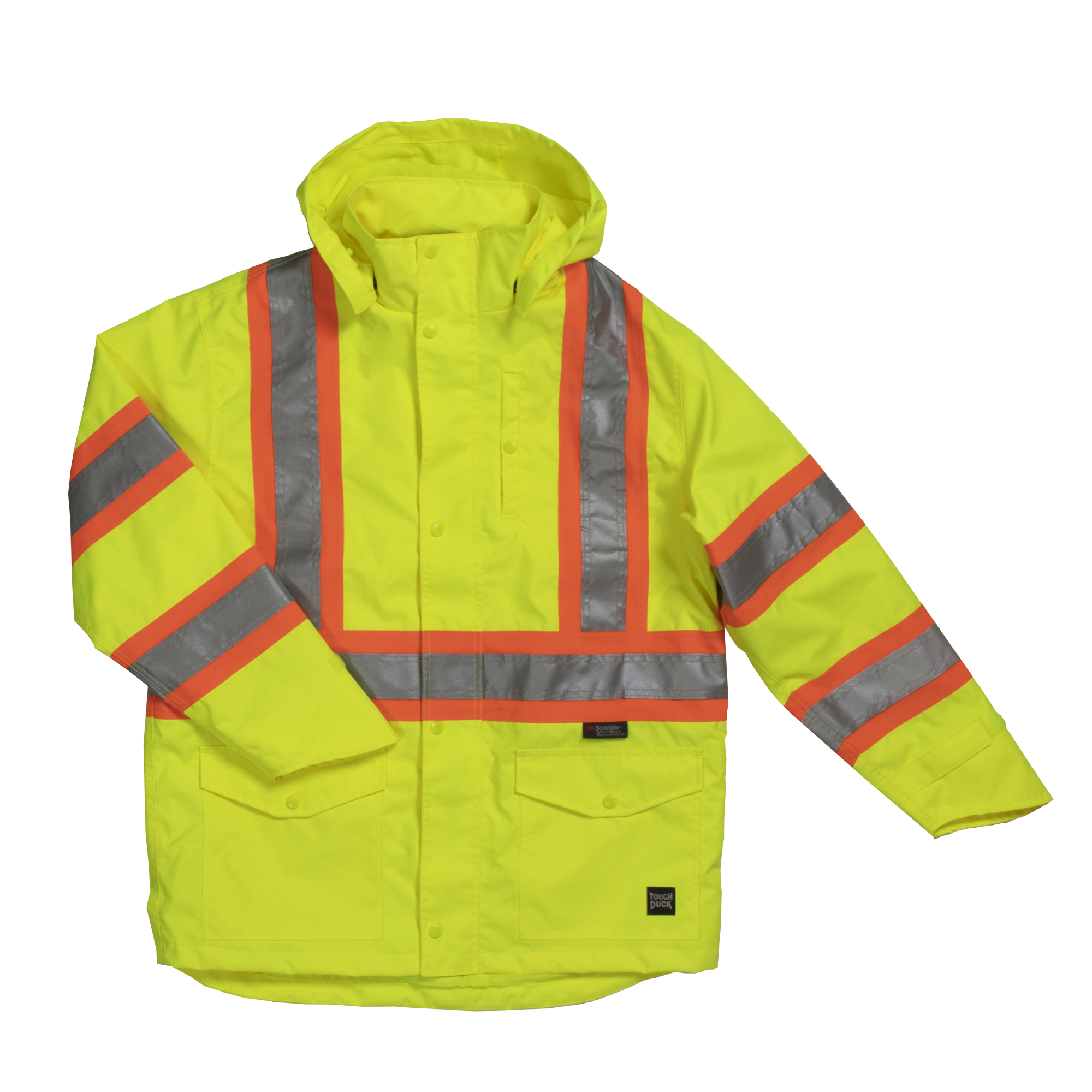 Tough Duck, Safety Rain Jacket, Size XL, Color FLUORESCENT GREEN, Model ...