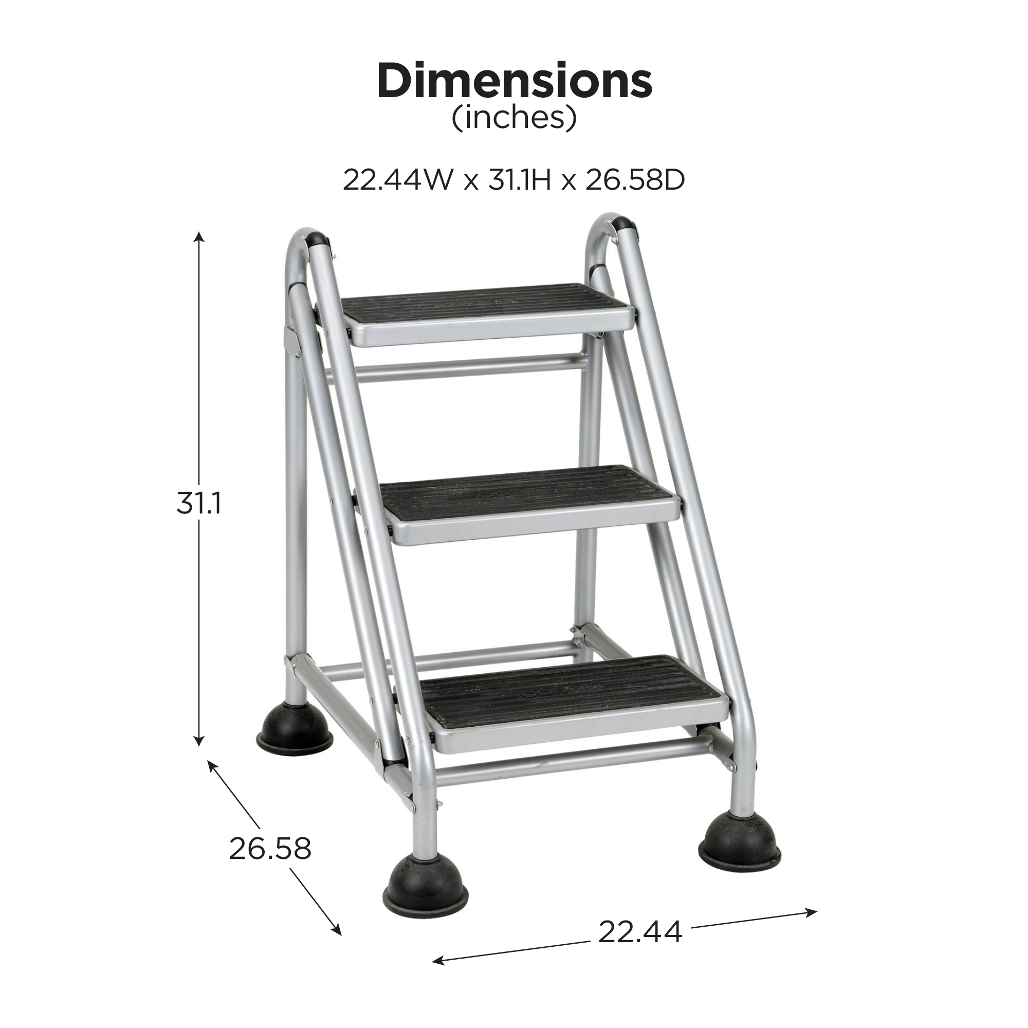 Cosco 3-Step Commercial Rolling Steel Step Ladder, 300lb. Capacity ...