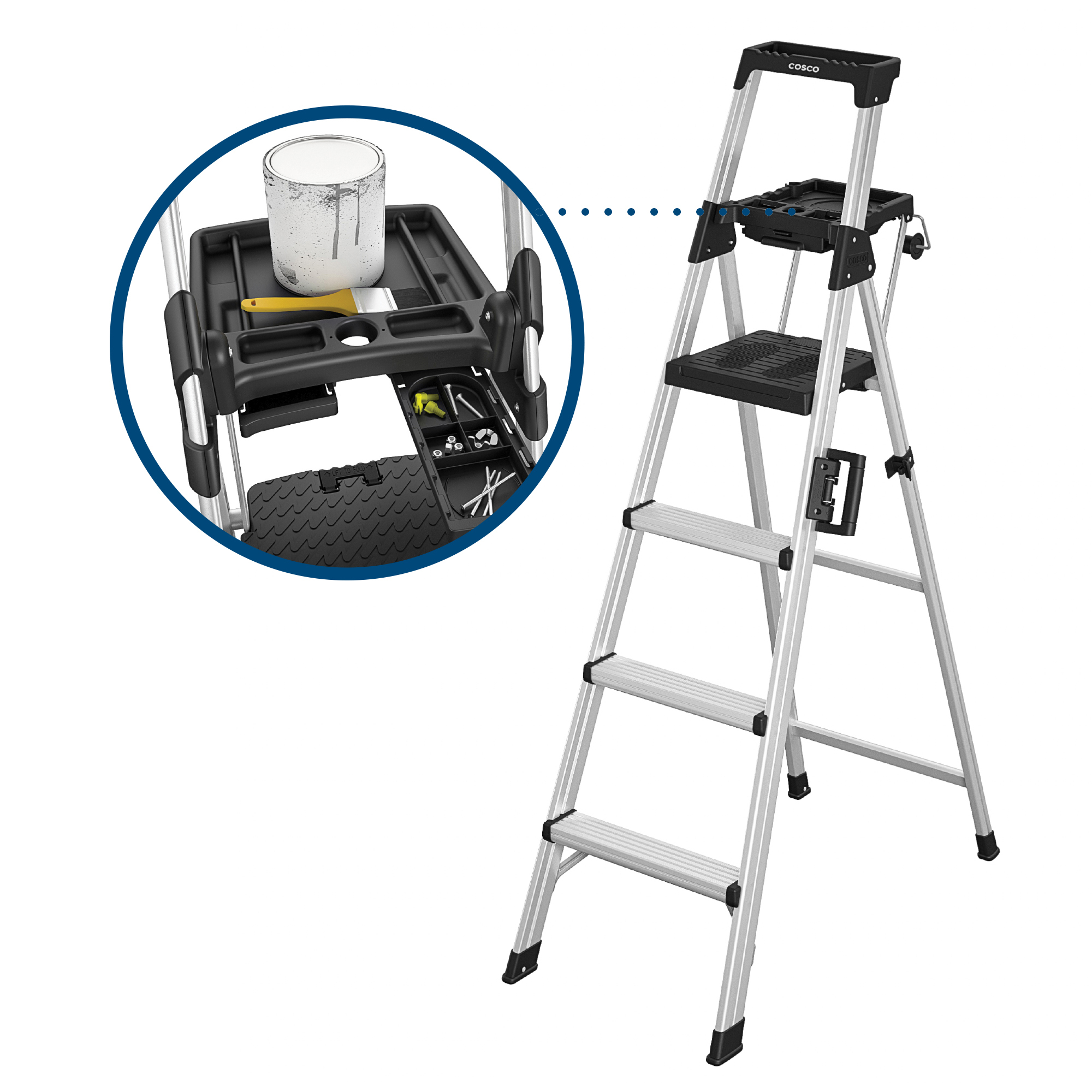 Cosco 6ft. Aluminum Step Ladder, 300lb. Capacity, Model# 2061AABLKE ...