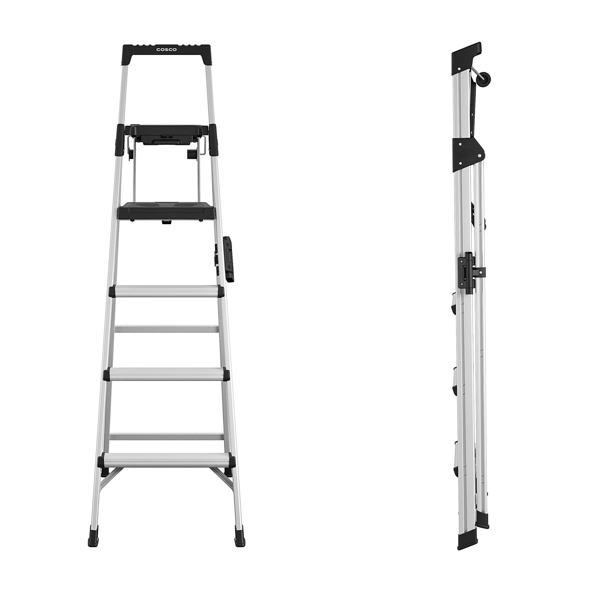 Cosco 6ft. Aluminum Step Ladder, 300lb. Capacity, Model# 2061AABLKE ...