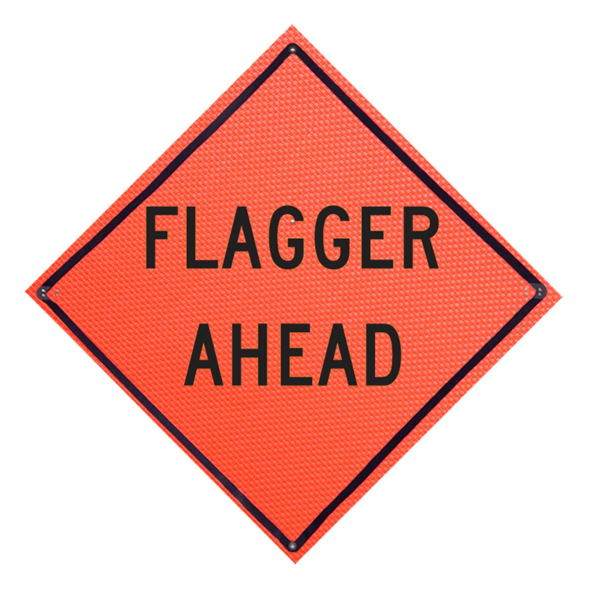 Eastern Metal, Mesh Roll-up Sign, Sign Message Flagger Ahead, Height 48 ...