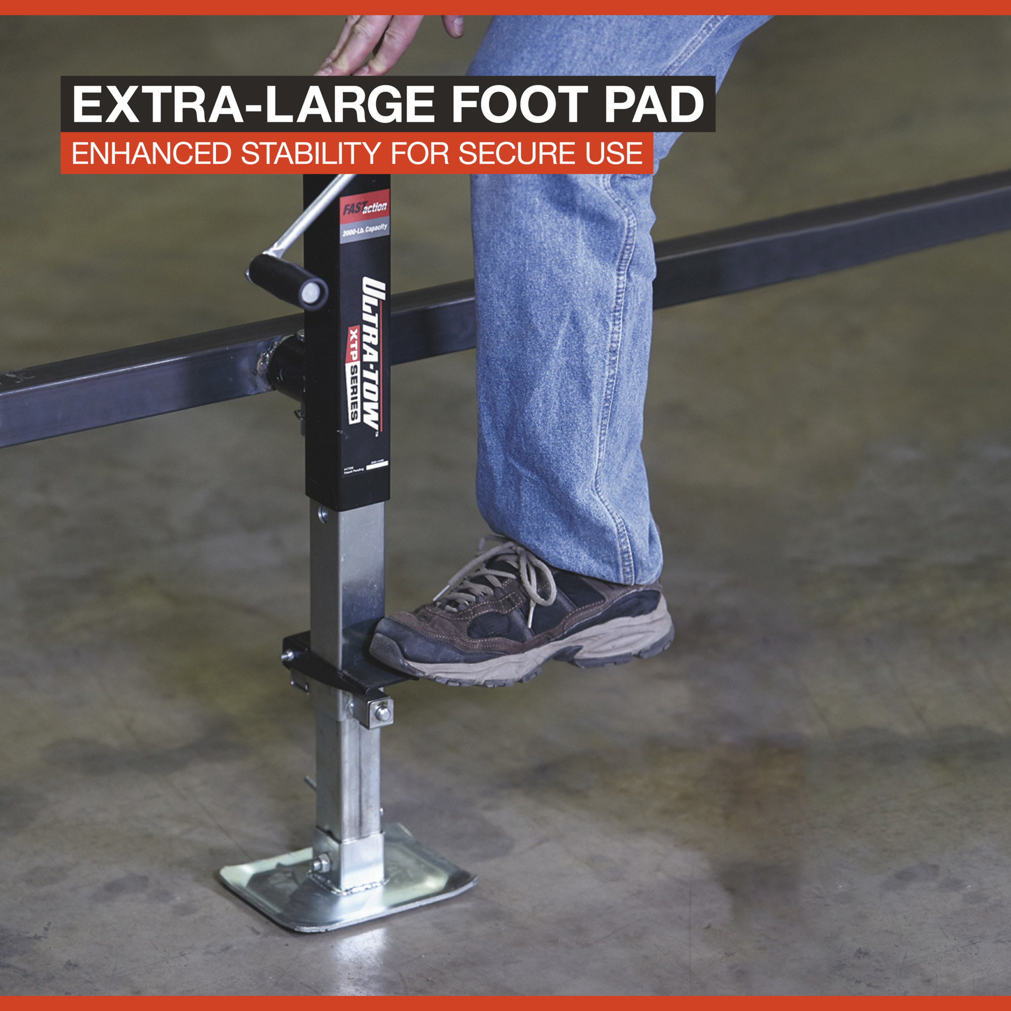 Ultra-Tow XTP Fast-Action Square Tube Trailer Jack, 2000-Lb., Sidewind ...