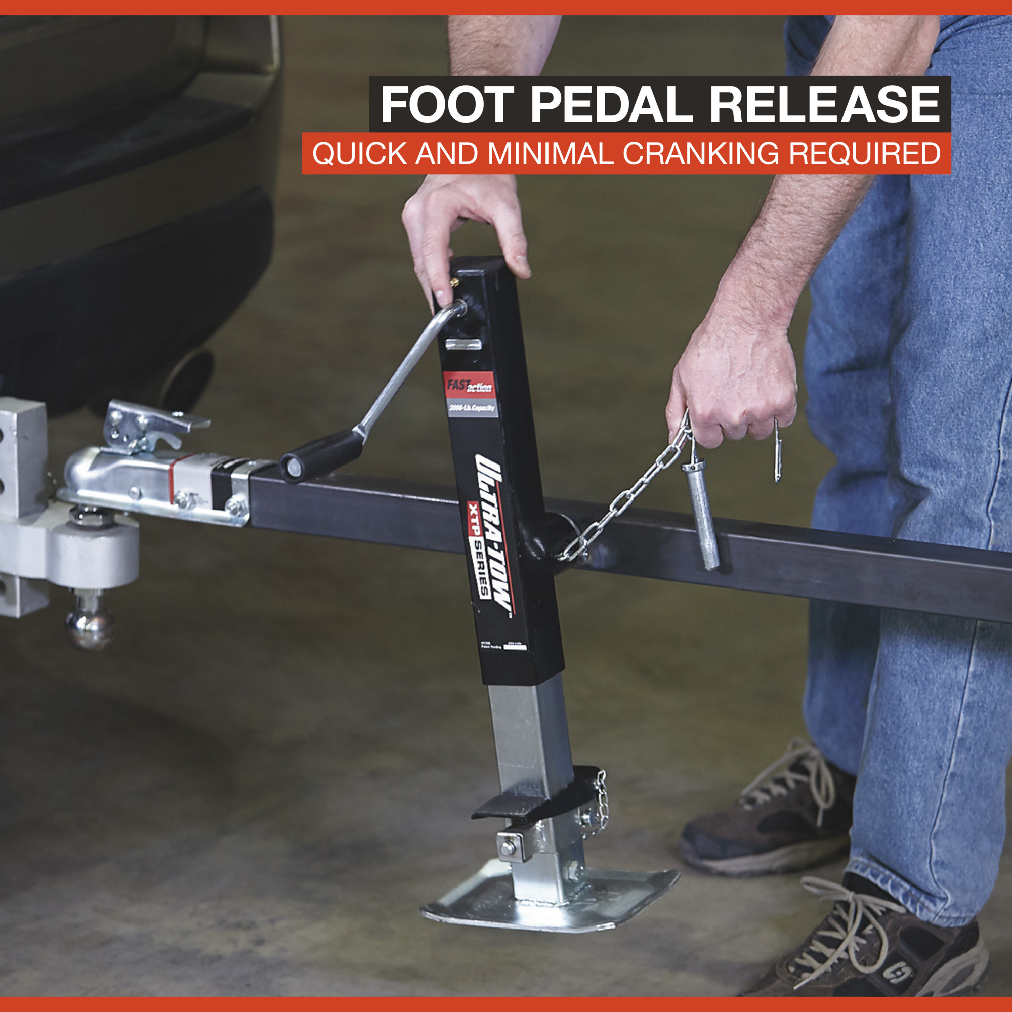 Ultra-Tow XTP Fast Action Square Tube Trailer Jack, 2000-Lb., Sidewind ...