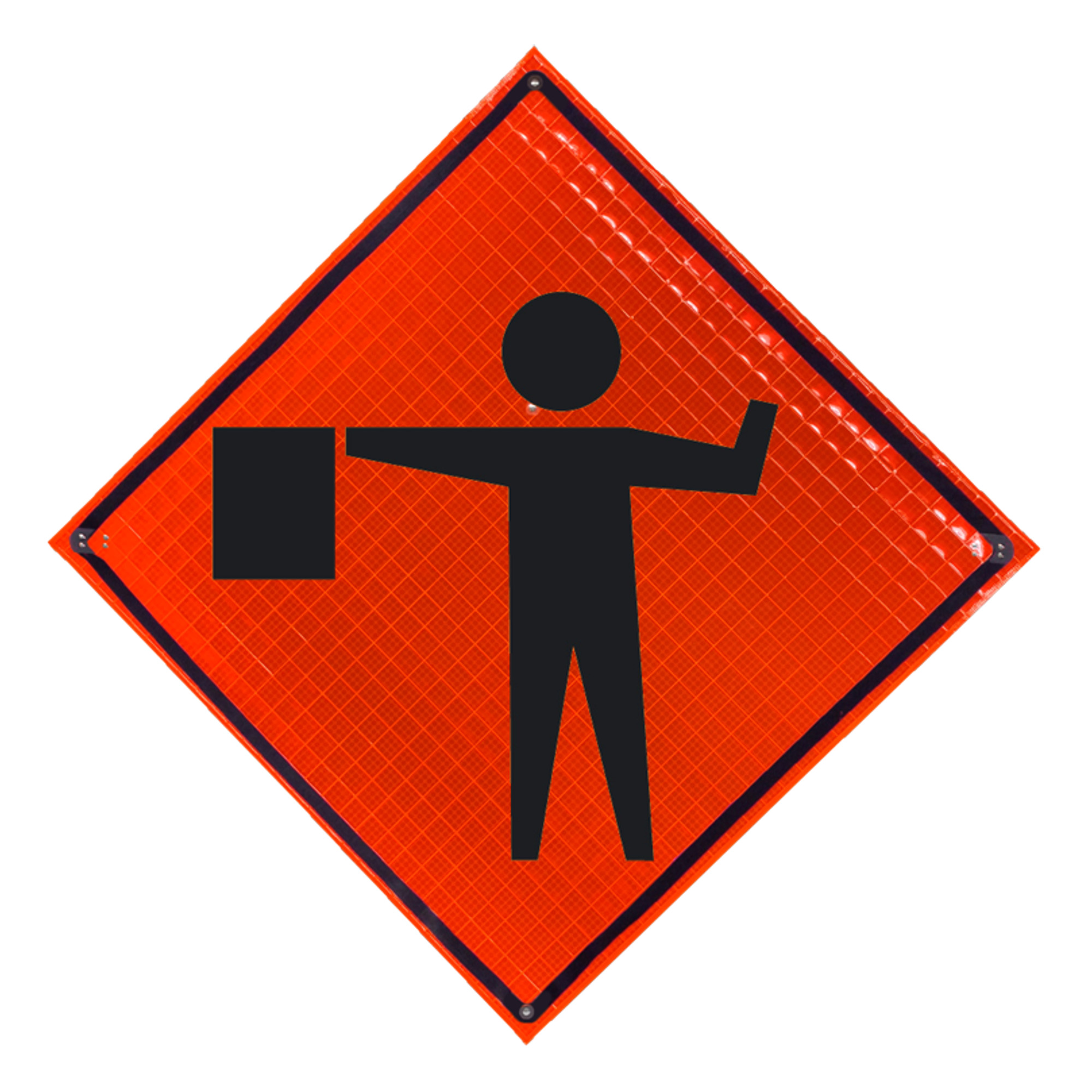 Eastern Metal, Super Bright Roll-up Sign, Sign Message (Flagger Symbol ...