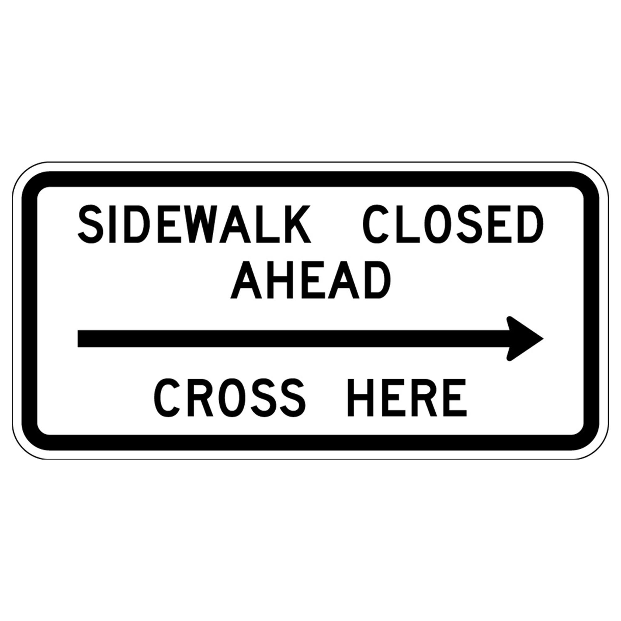 Eastern Metal, 24in.X12 Aluminum Sign, Sign Message SIDE WALK CLOSED ...
