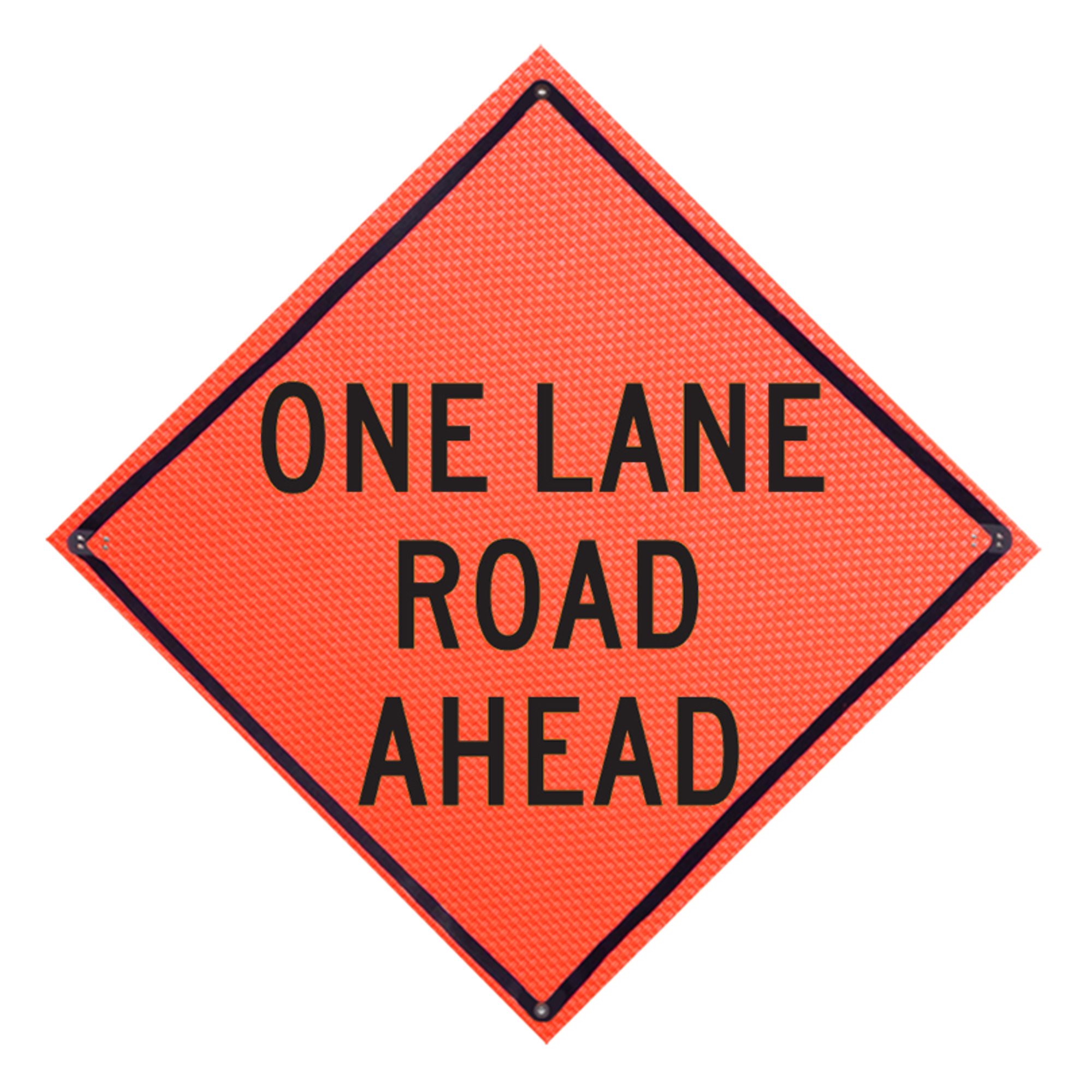 Eastern Metal, Mesh Roll-up Sign, Sign Message One Lane Road Ahead ...