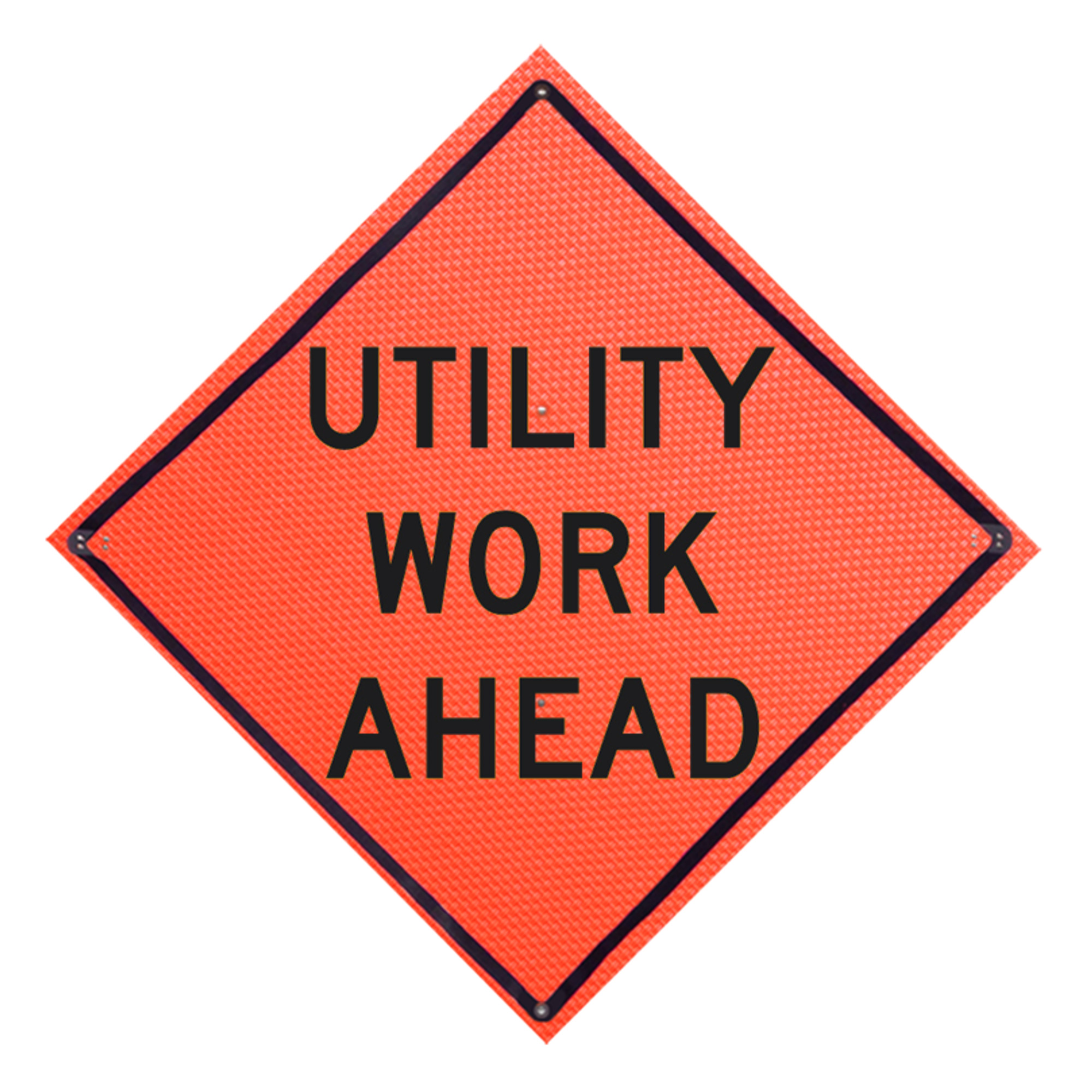 Eastern Metal, Mesh Roll-up Sign, Sign Message Utility Work Ahead ...