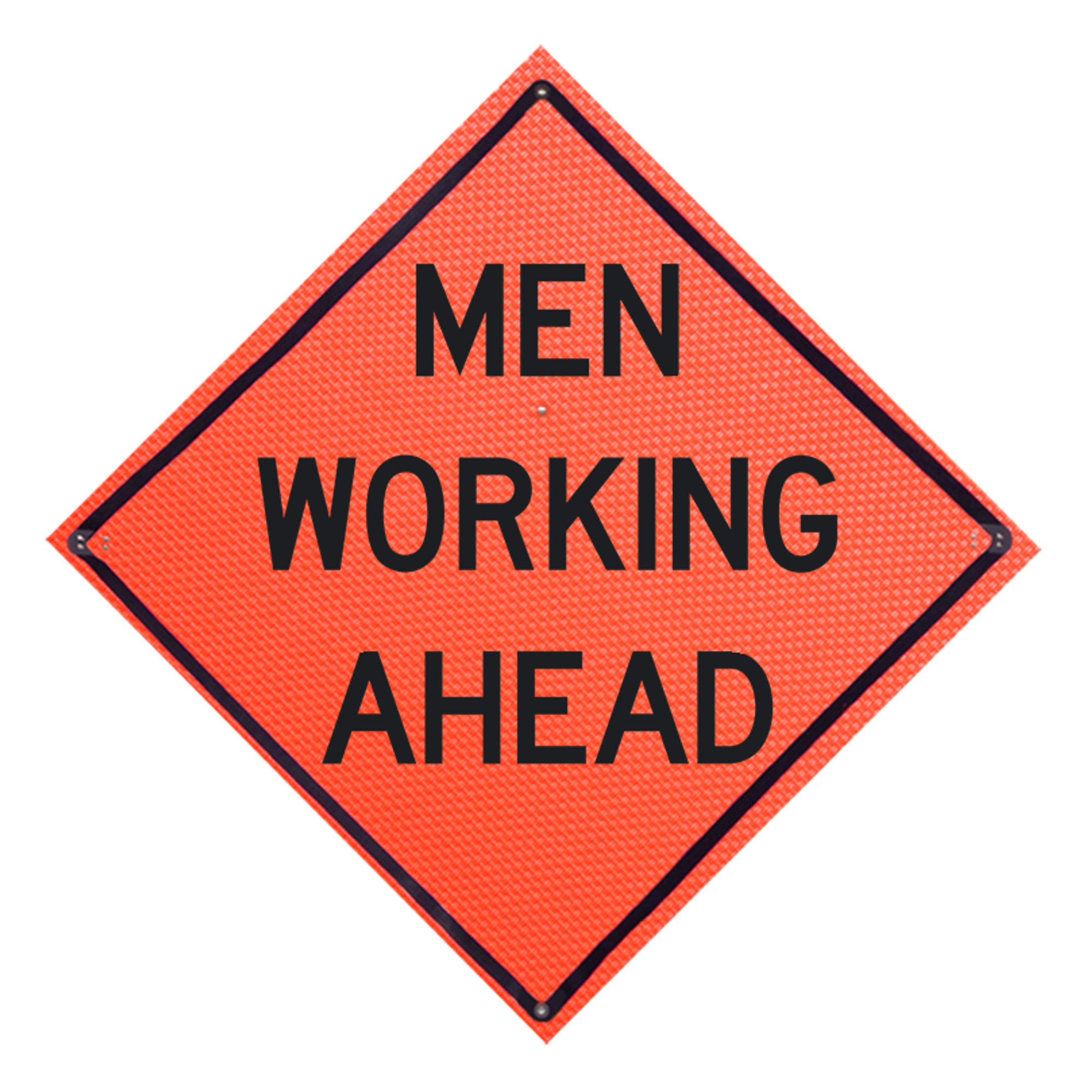 Eastern Metal, Mesh Roll-up Sign, Sign Message Men Working Ahead, Height 48 in, Width 48 in ...
