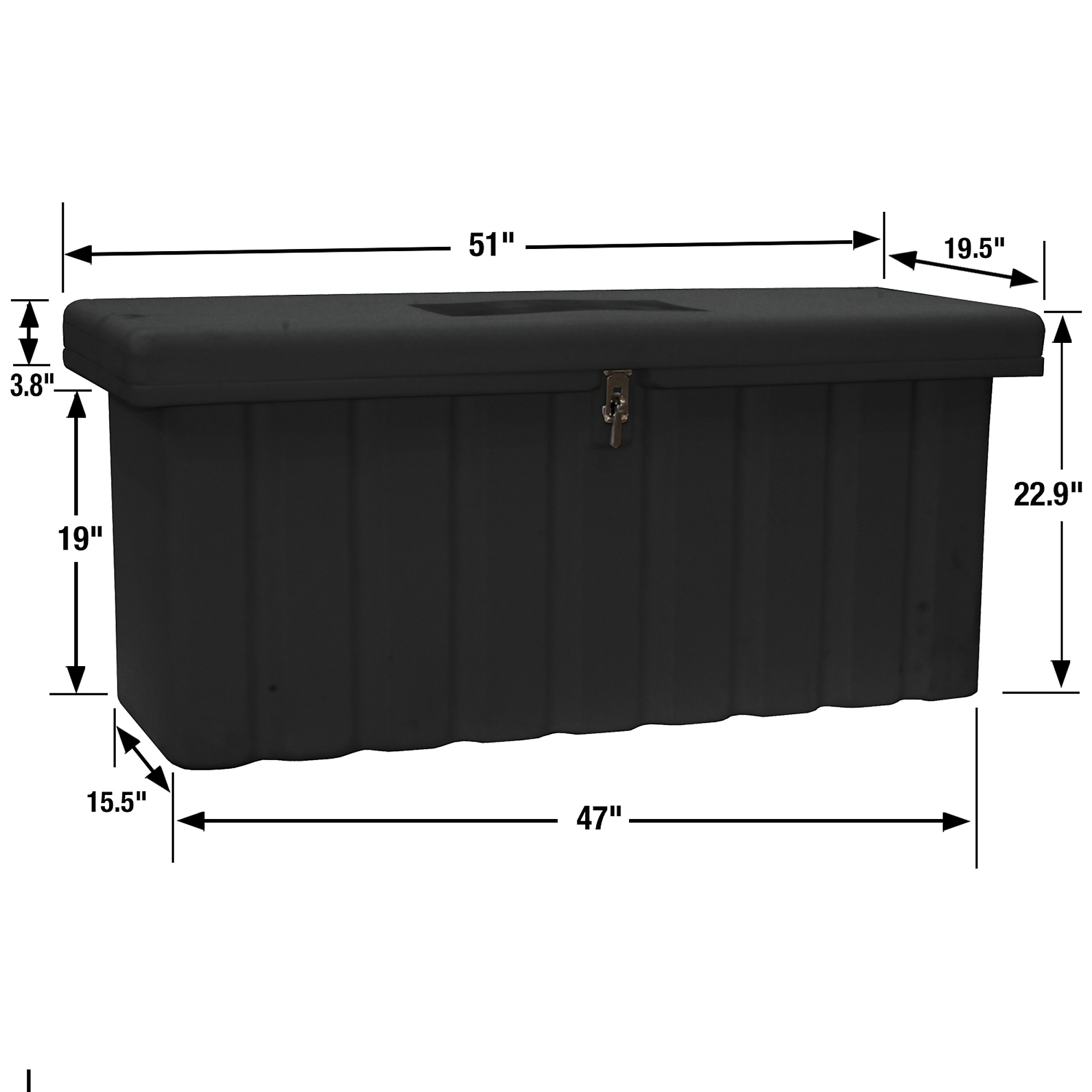 Buyers Products, 22.5x19.5/18.75x51/47in. Black Poly Multipurpose Chest ...