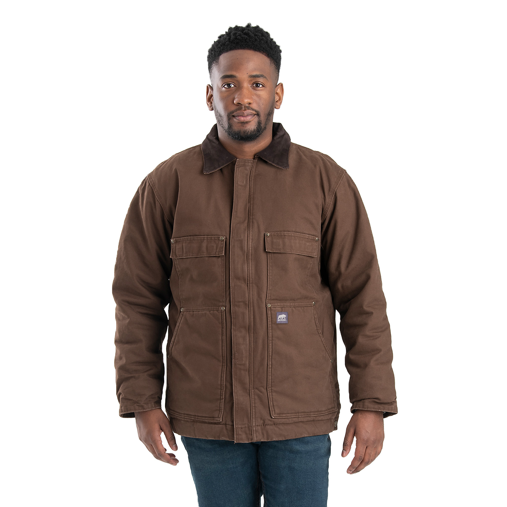 Berne Apparel, Highland Washed Chore Coat, Size S, Color Bark, Model ...