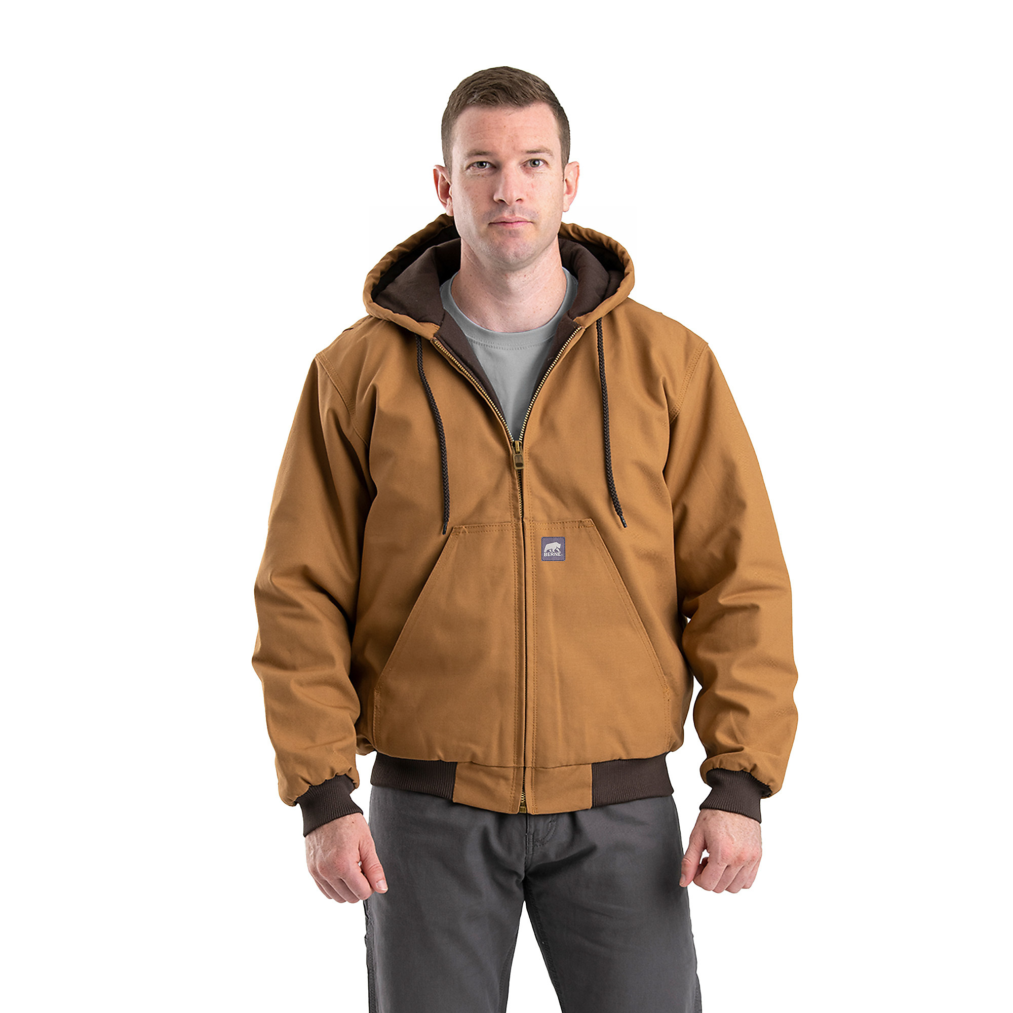 Berne Apparel, Heritage Hooded Jacket, Size XLT, Color Brown Duck ...