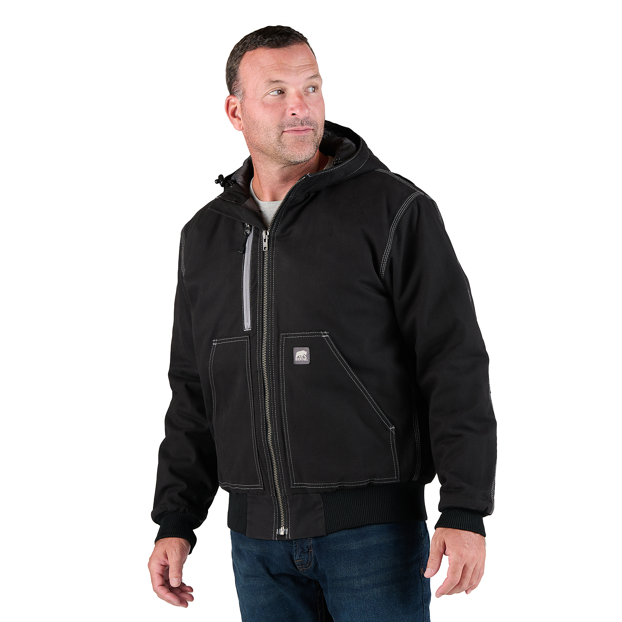 Berne Apparel, Modern Hooded Jacket, Size 2XLT, Color Black, Model ...