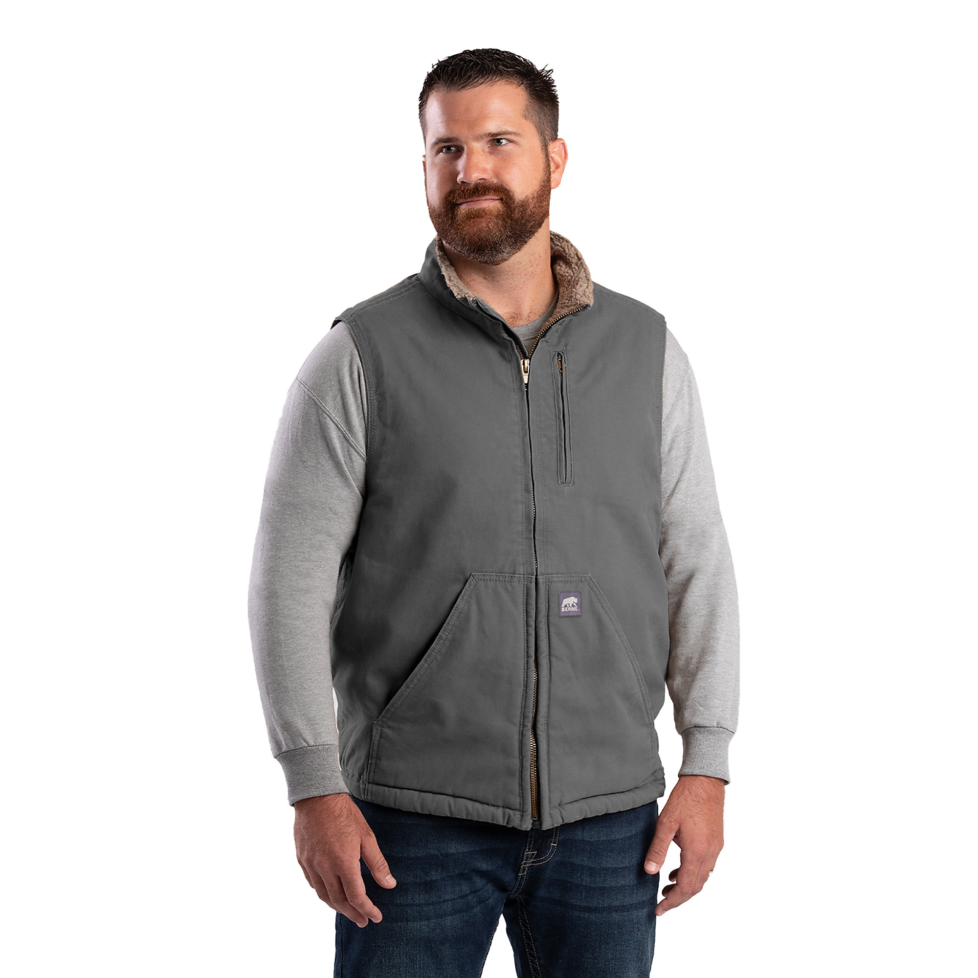 Berne Apparel, Canyon Sherpa Lined Vest, Size 2XLT, Color Slate, Model ...