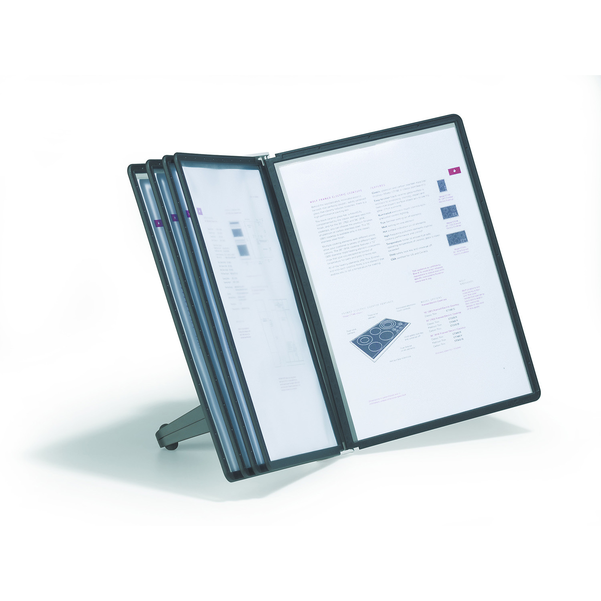 Durable, SHERPA SOHO Desk Reference System, 5 Panel, Black, Color ...