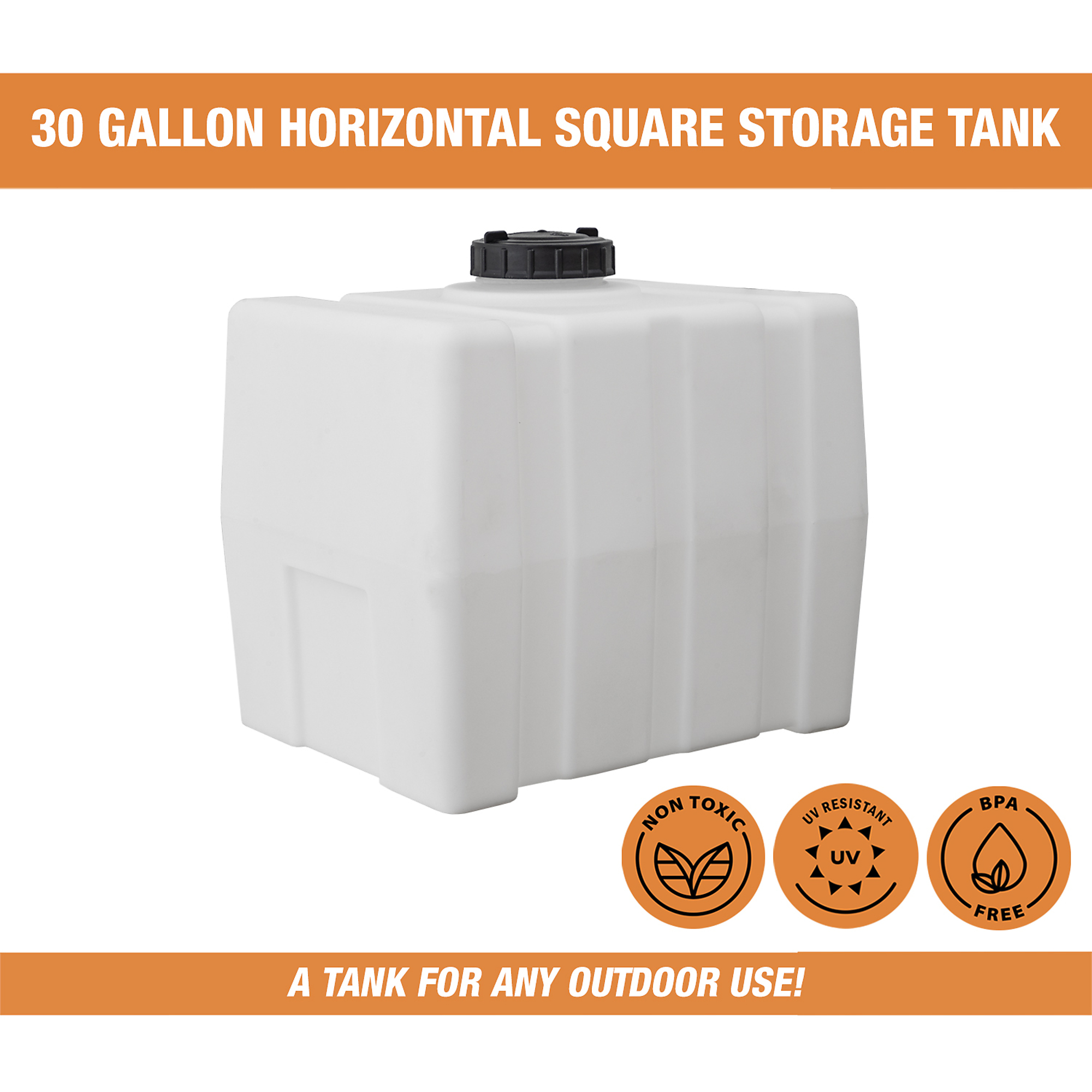 RomoTech Square Poly Reservoir Water Storage Tank - 30 Gal, Non ...