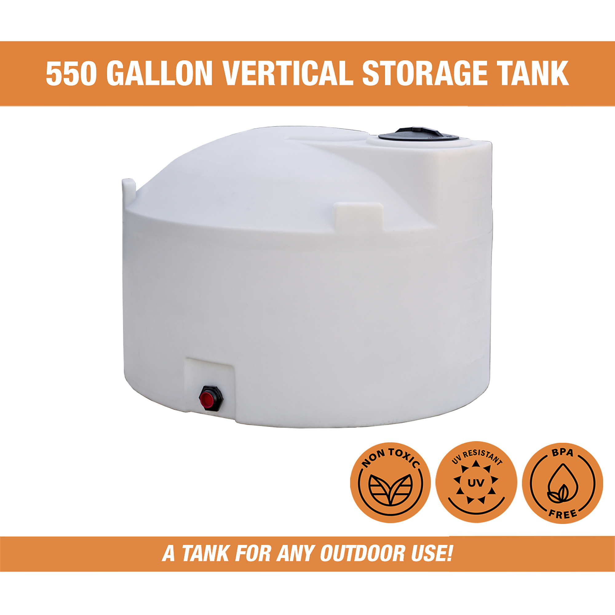RomoTech Vertical Storage Tank - 550 Gal., Polyethylene, UV-Stabilized ...