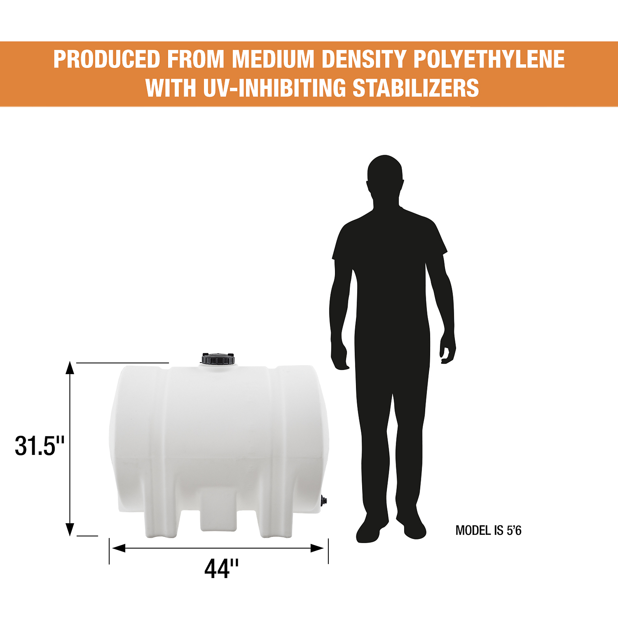 RomoTech Horizontal Poly Reservoir Water Storage Tank - 125 Gal ...