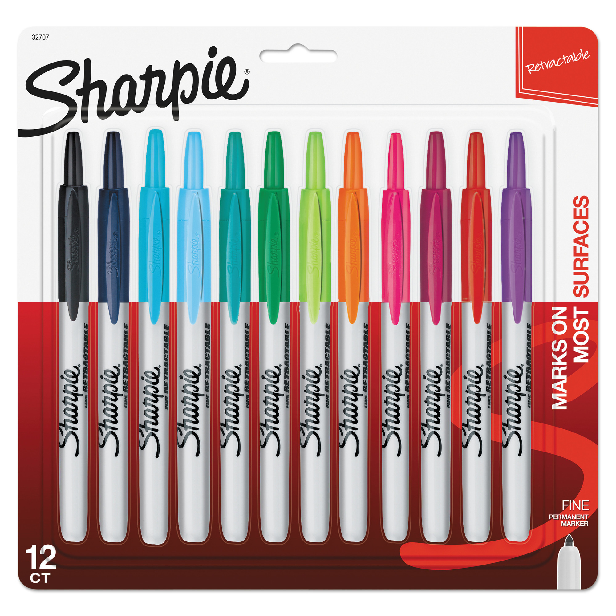 Sharpie/Irwin, Retractable Permanent Marker, Fine Bullet Tip, Color ...