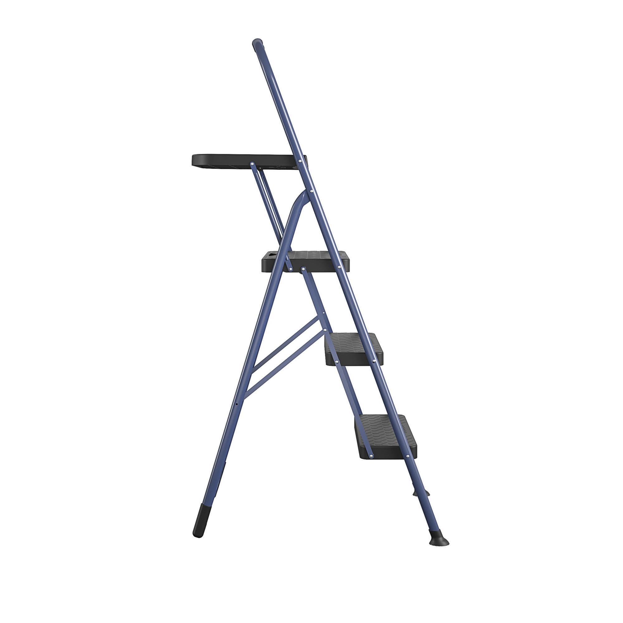 Cosco, 3-Step Folding Step Stool, w/Tray, Navy, Height 57.48 ft ...