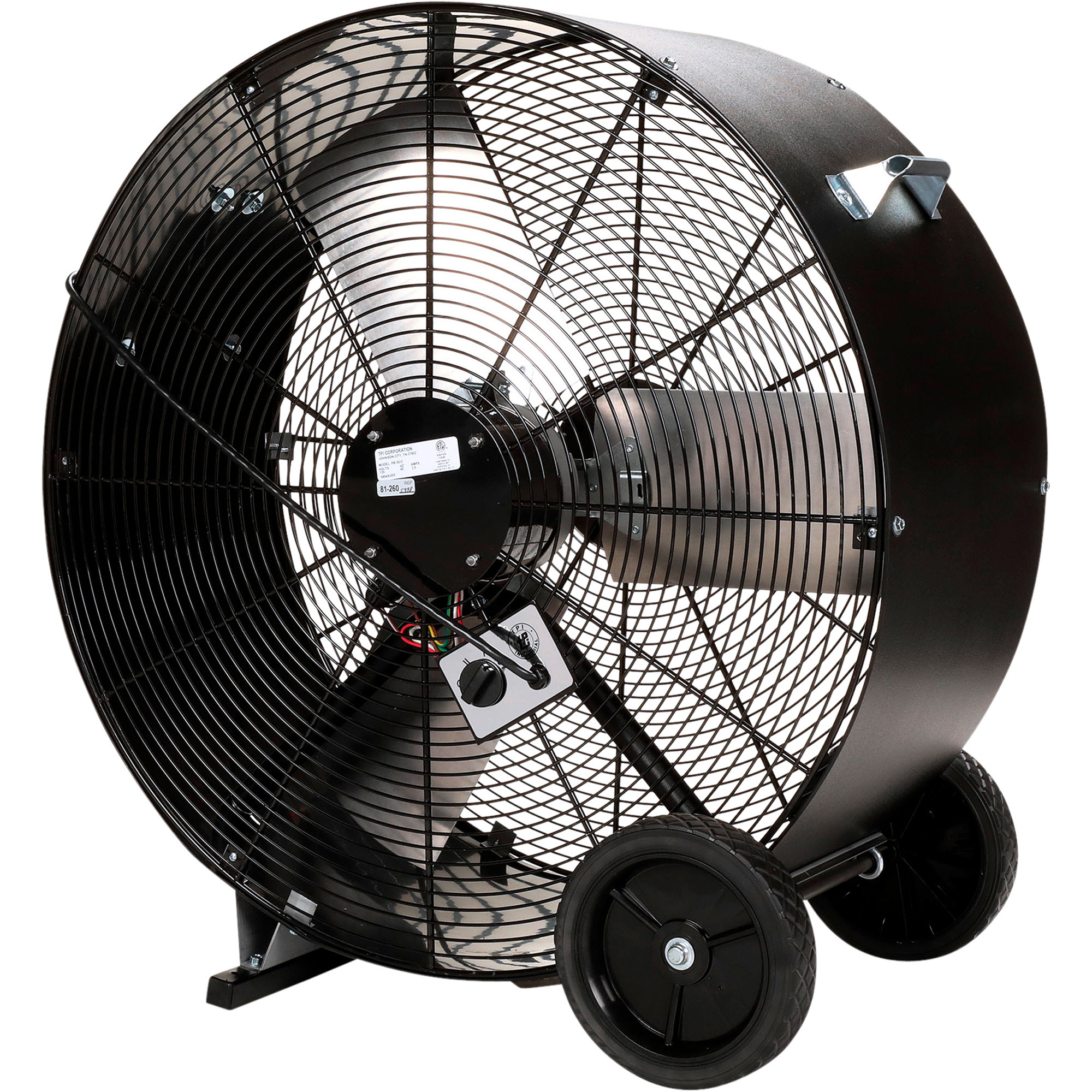 TPI Industrial Floor-Style Drum Fan, 30in., 1/4 HP, 7,800 CFM, Model ...