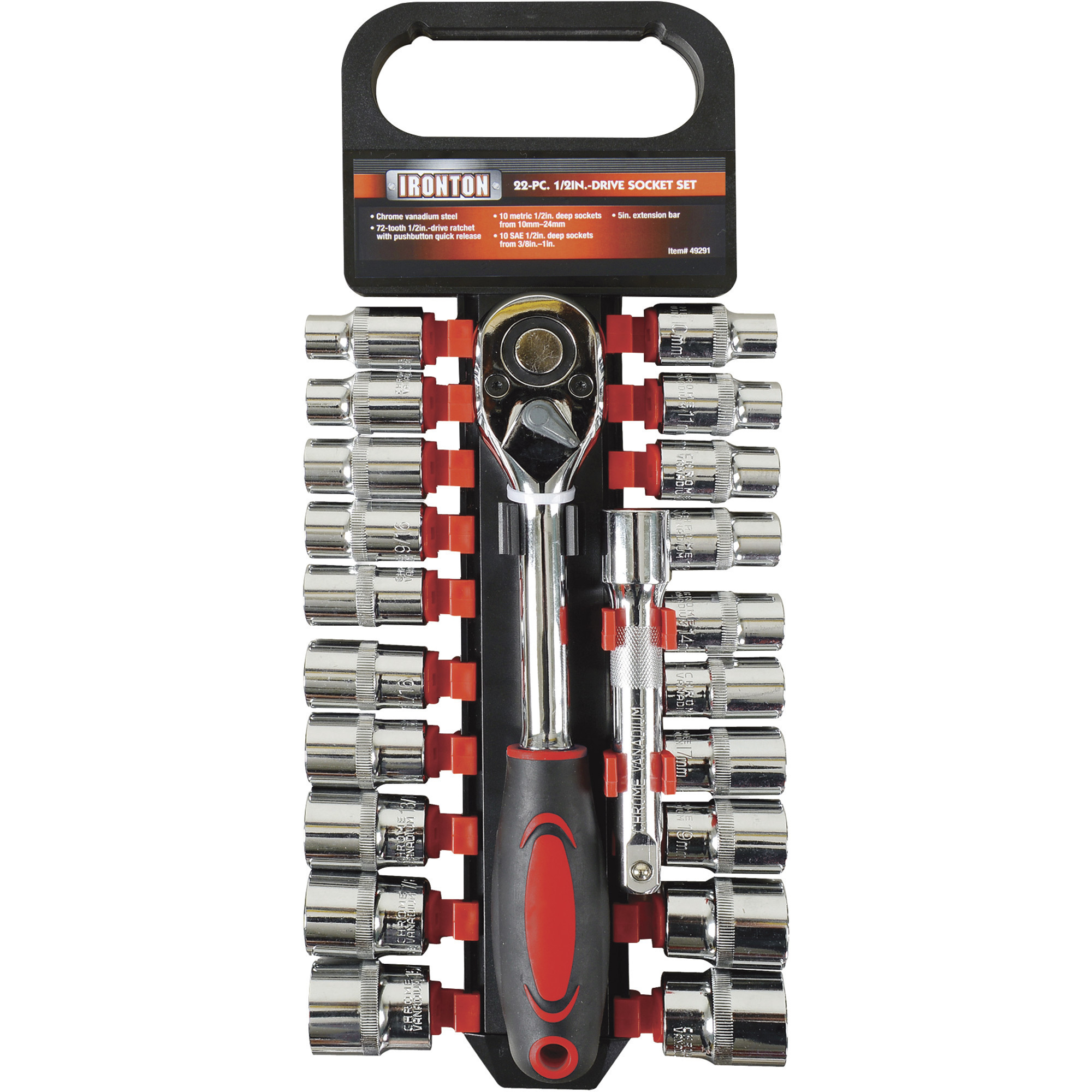 Ironton 1/2in.-Drive Socket Set, 22-Pc., SAE/Metric | Northern Tool